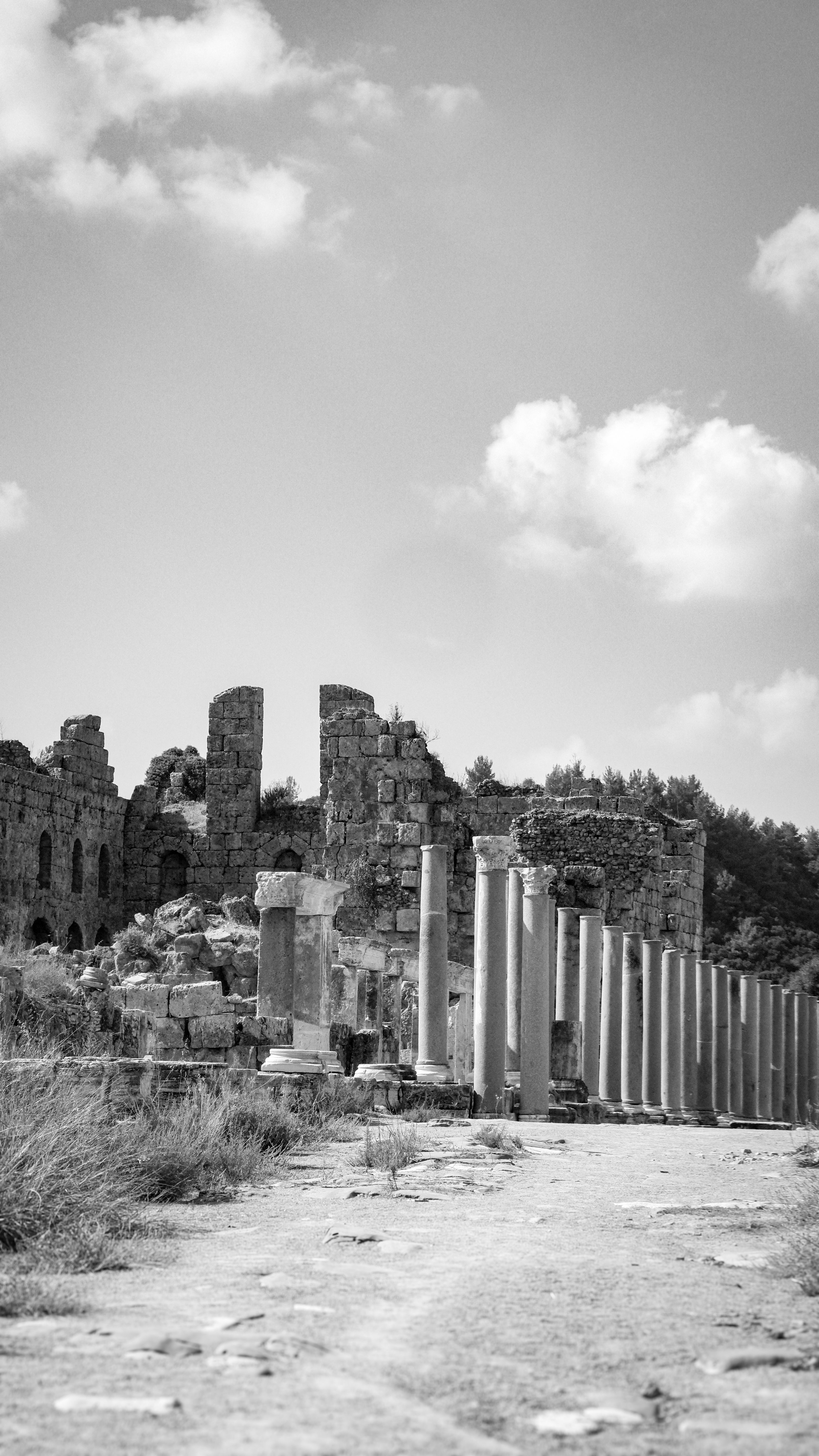 Black and White Ruins Under Clear Sky · Free Stock Photo