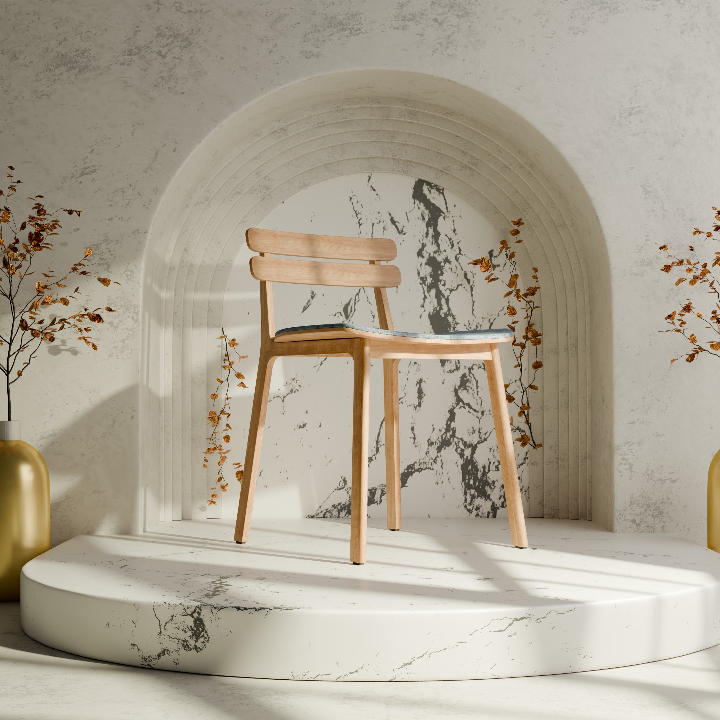 Kursi Bar Modern Yang Elegan Berlatar Belakang Wallpaper Bermotif ...