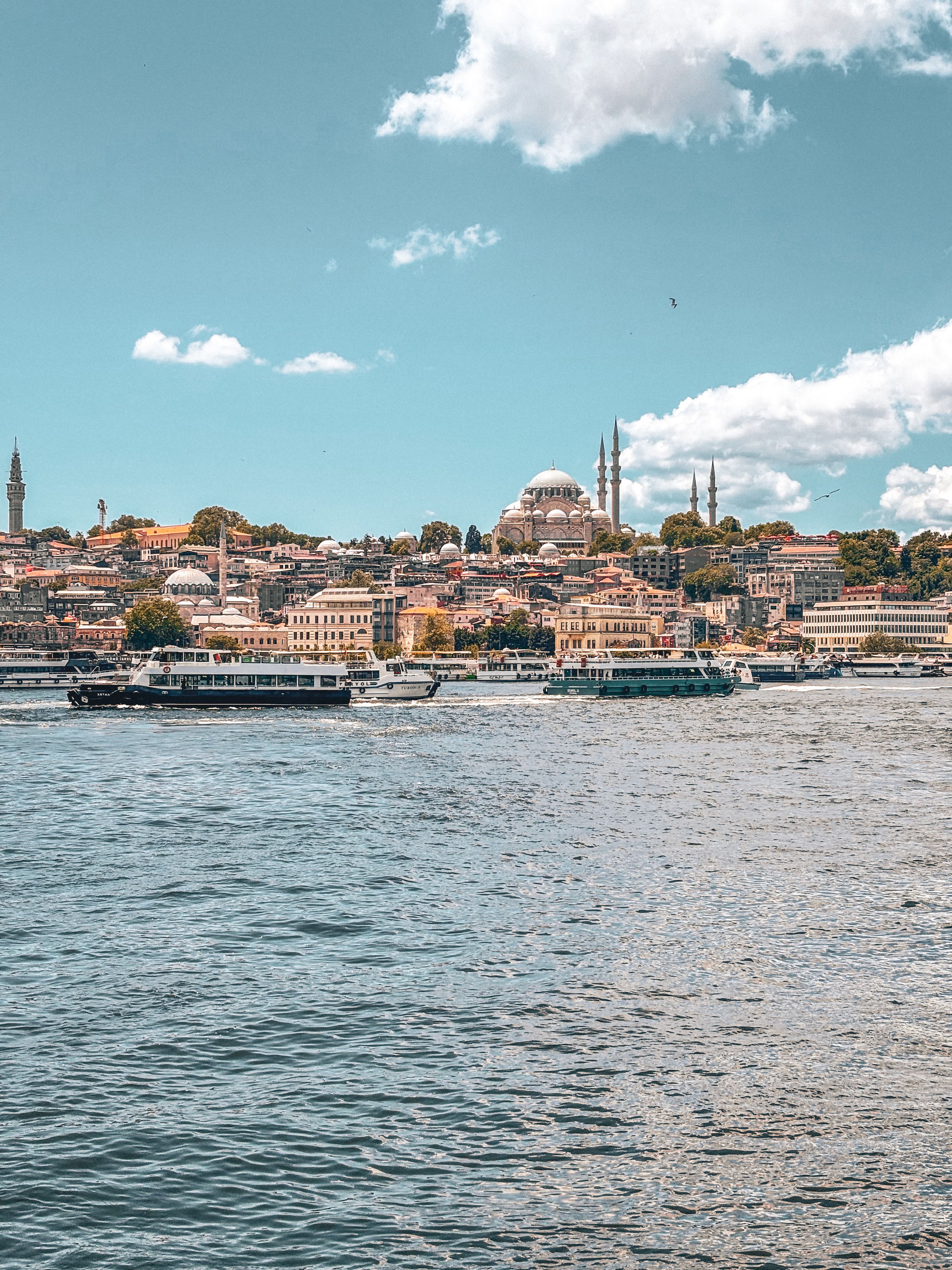 Scenic Istanbul Skyline with Mosques and Waterway · Free Stock Photo