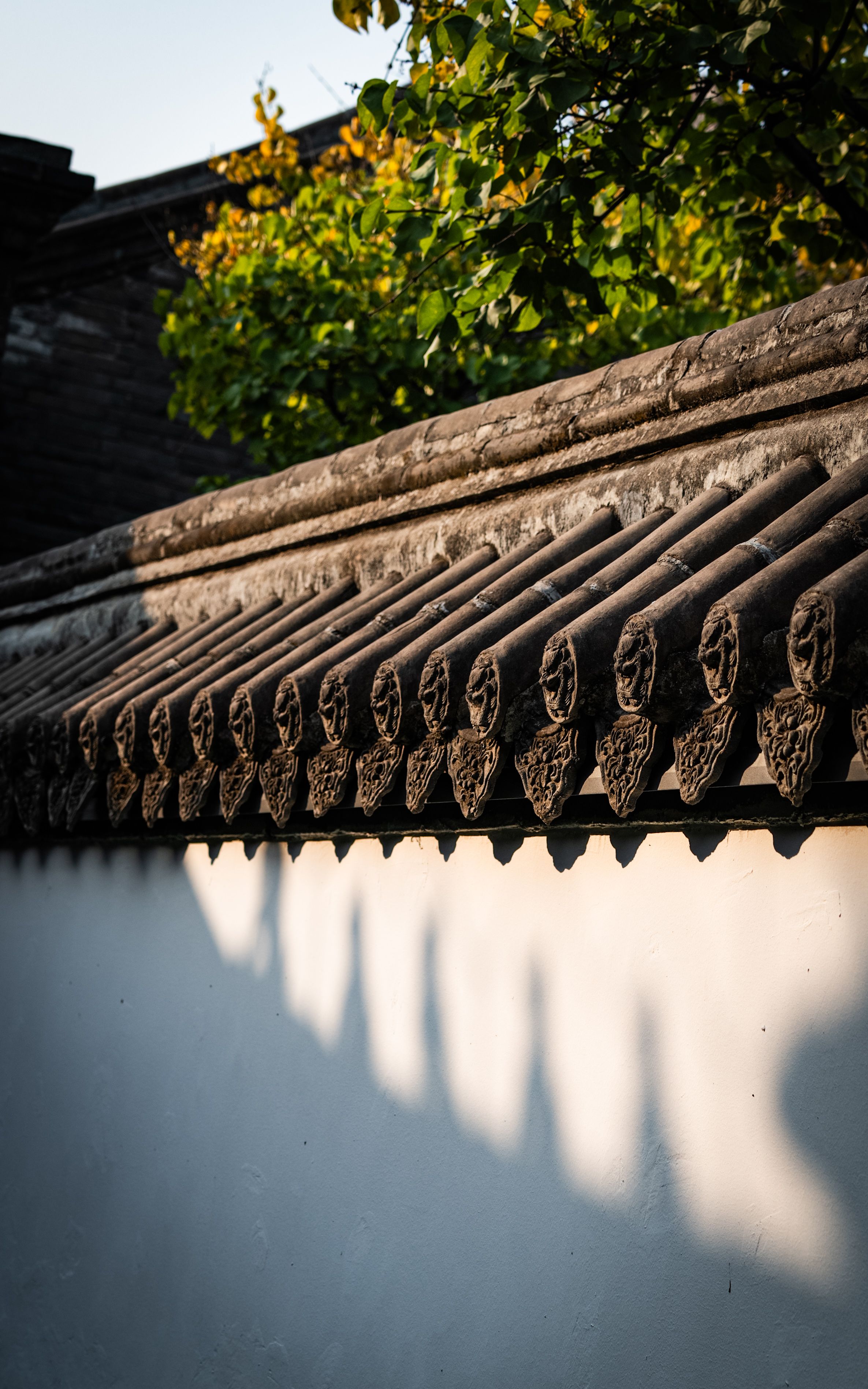 Traditional Chinese Roof with Sunlit Shadows · Free Stock Photo
