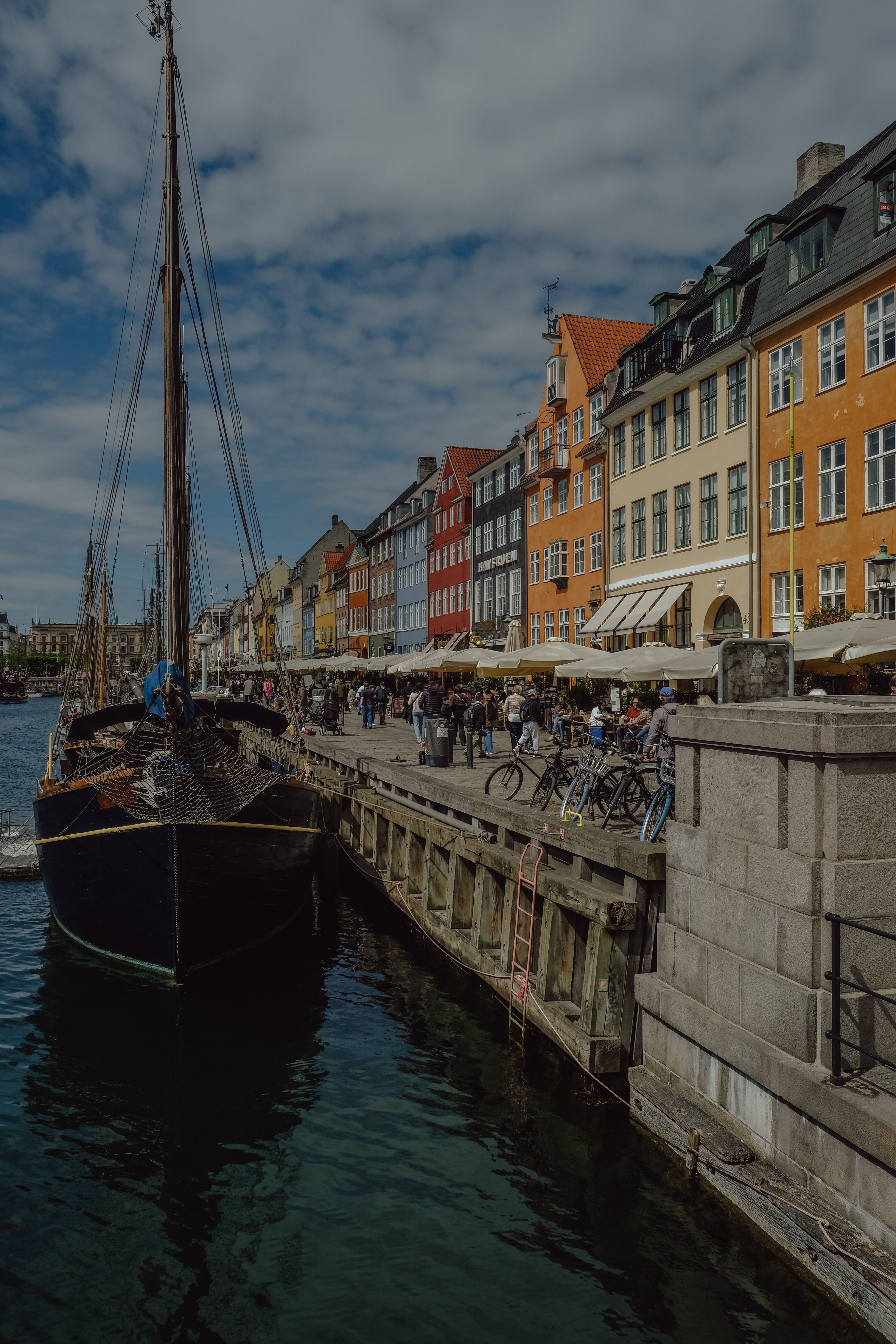 A Boat Moored on the Shore and Waterfront Buildings in Helsingor ...
