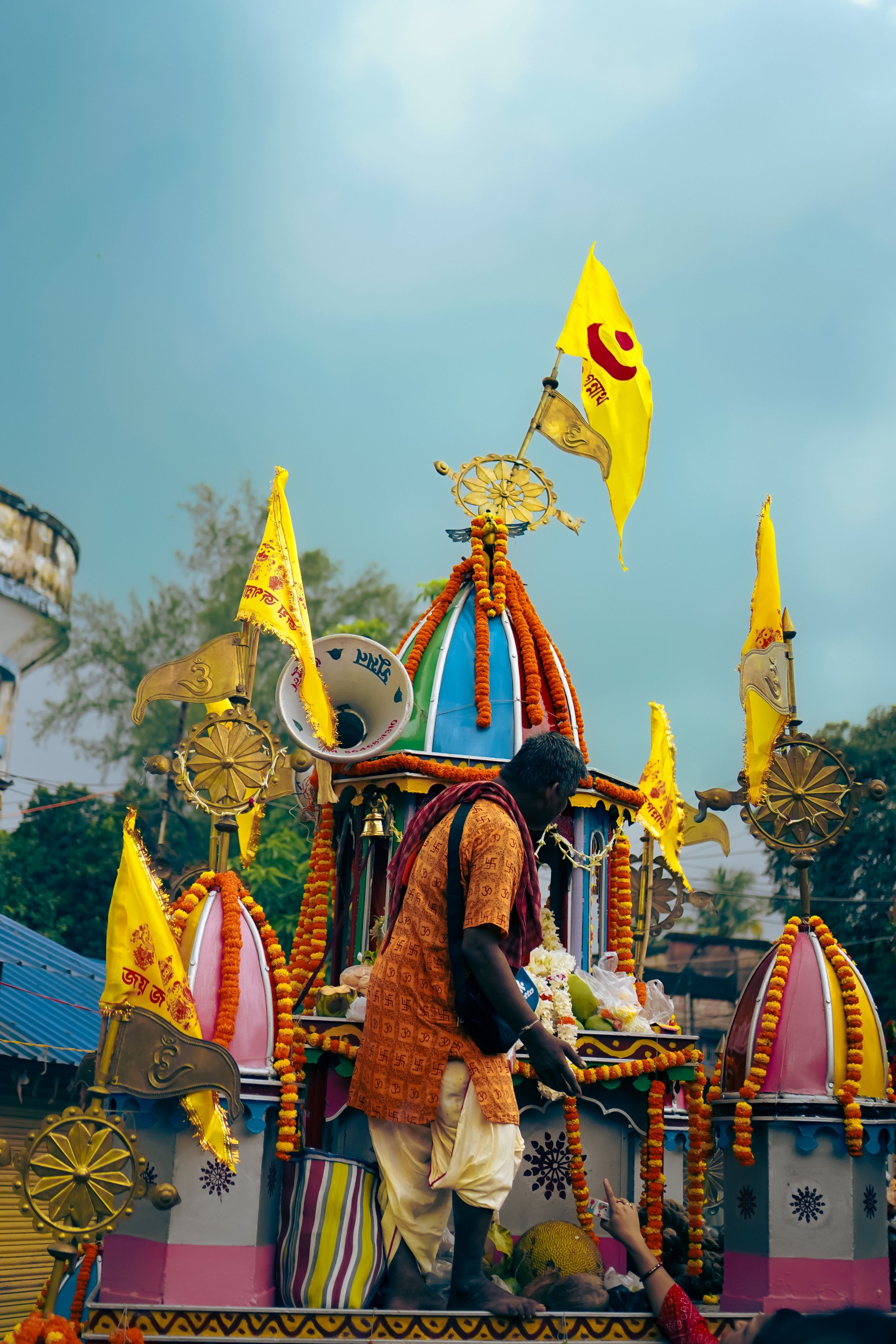 Colorful Indian Festival Procession with Flag Adorned Chariot · Free ...