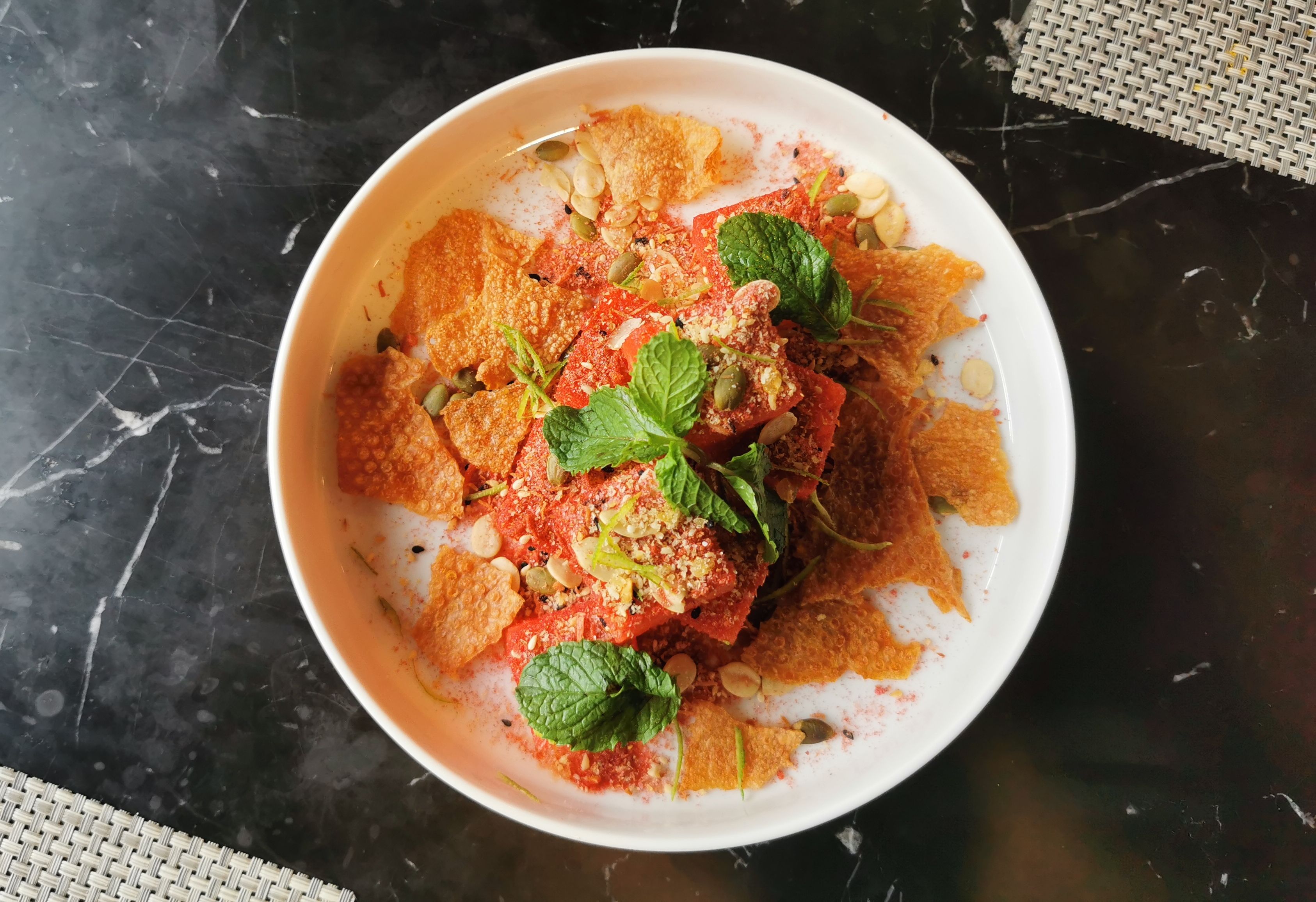 Delicious Papri Chaat with Fresh Mint Garnish · Free Stock Photo