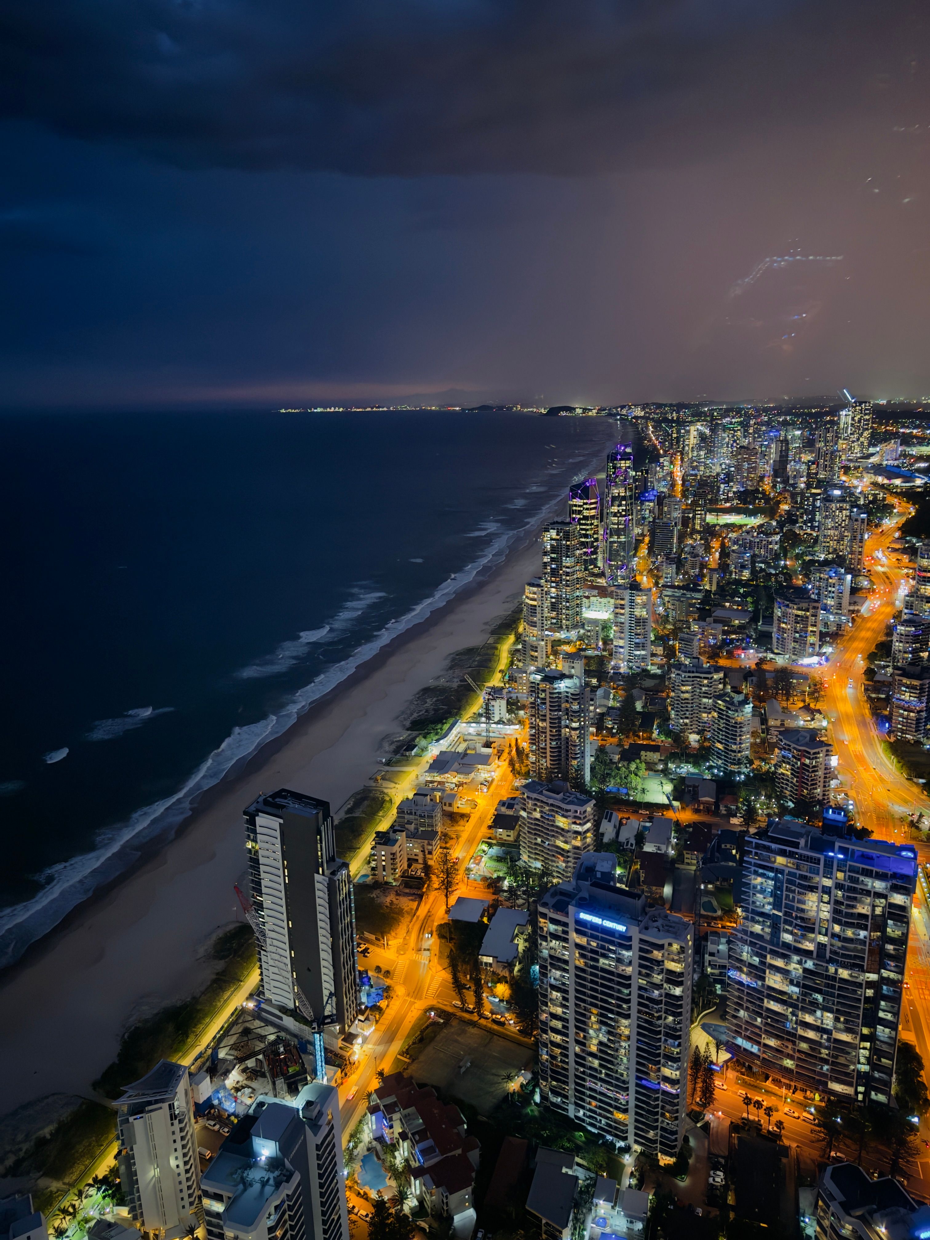 Vibrant Aerial View of Gold Coast at Night · Free Stock Photo