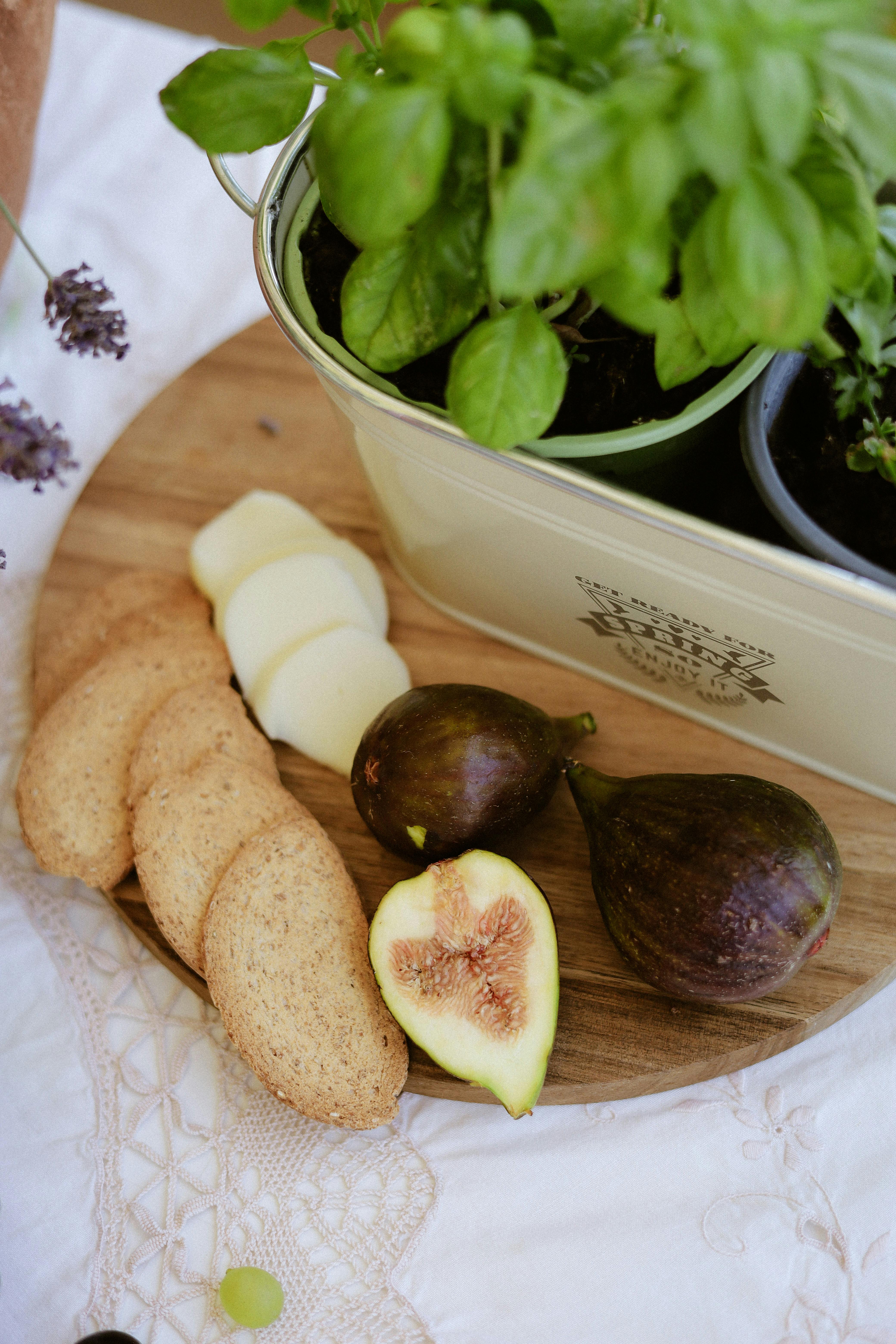Rustic Snack Arrangement with Figs and Herbs · Free Stock Photo