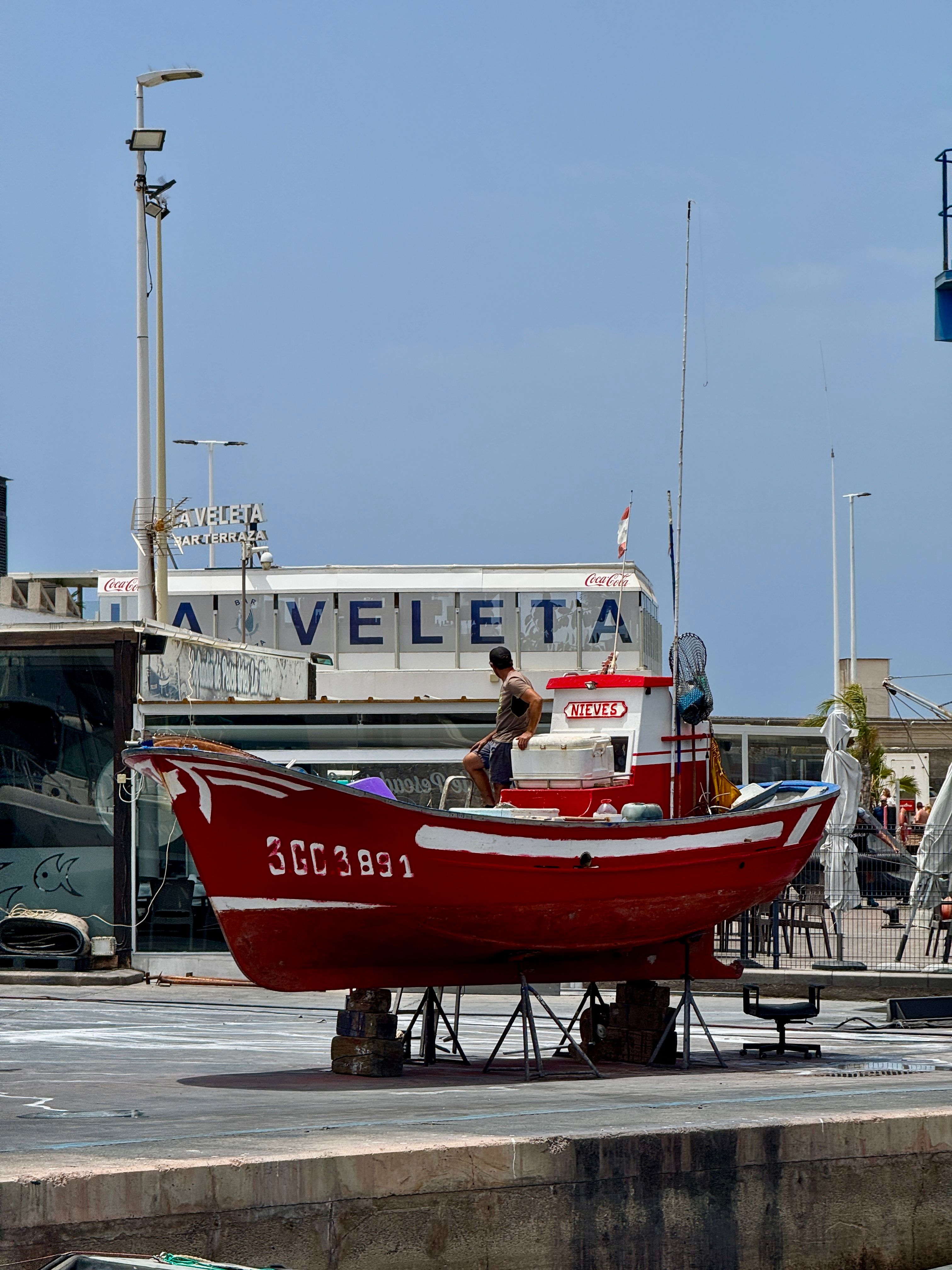 Red Fishing Boat in Lanzarote Harbor · Free Stock Photo