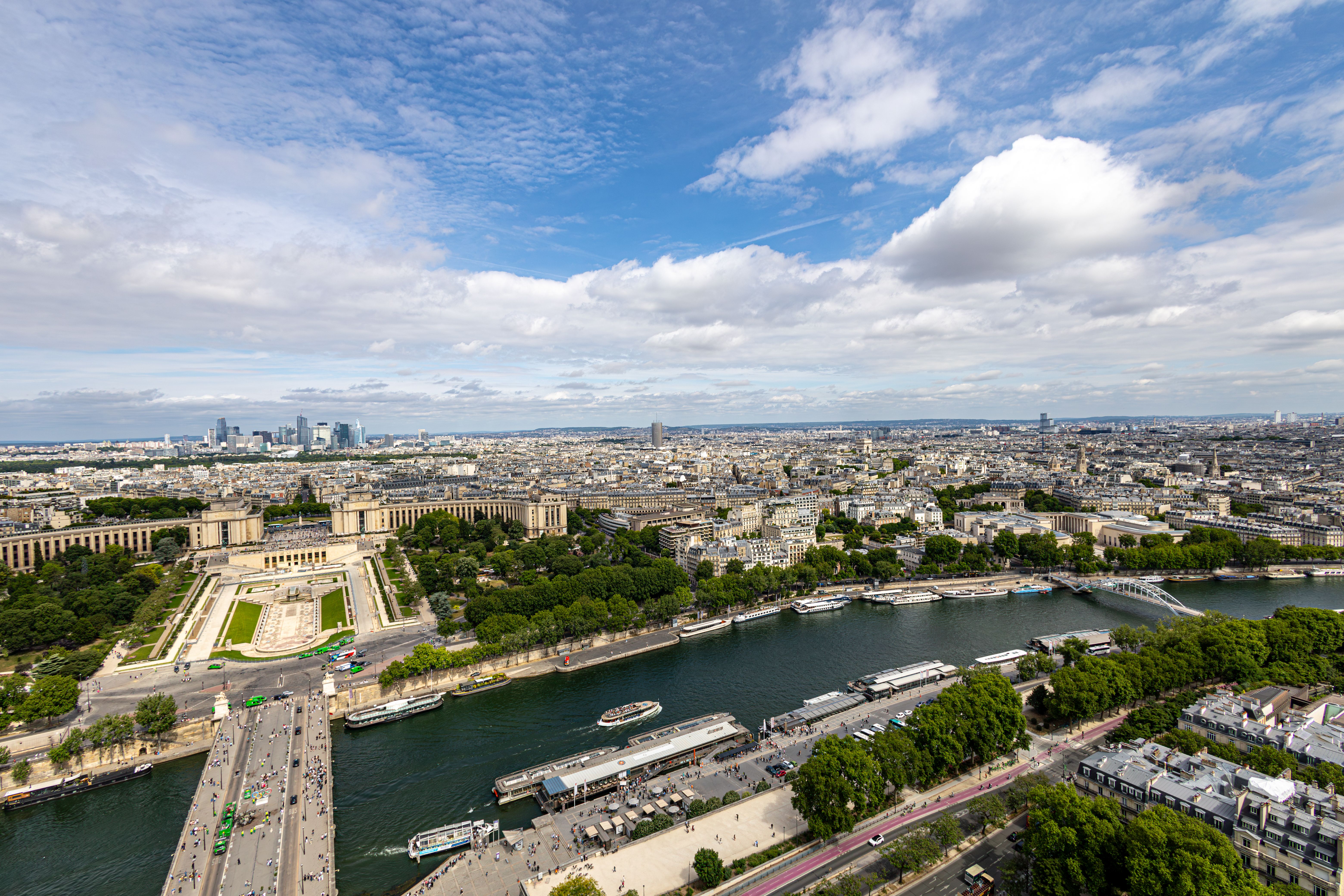 Aerial View of Paris with Eiffel Tower and River Seine · Free Stock Photo