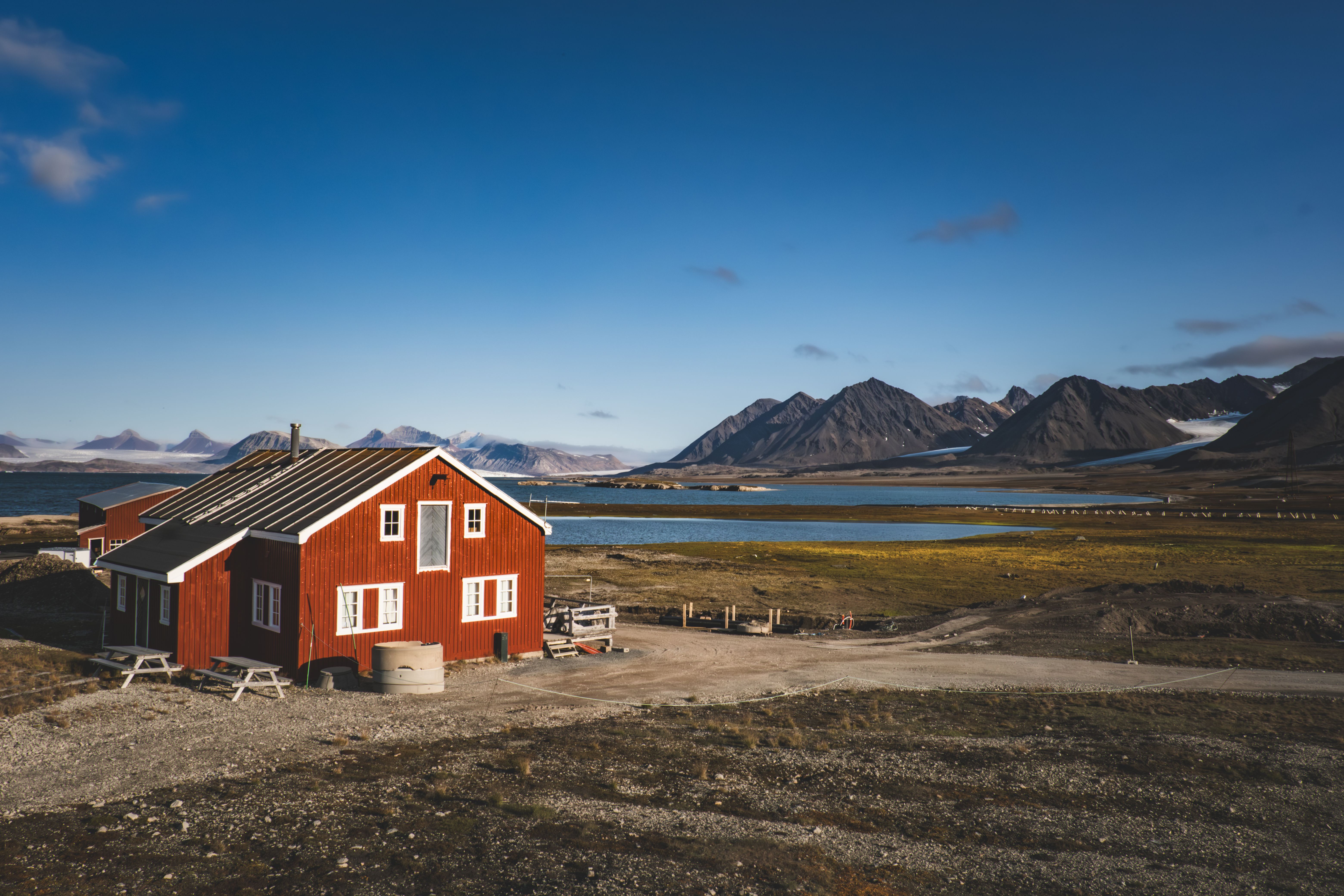 Scenic Red House by Arctic Mountains · Free Stock Photo
