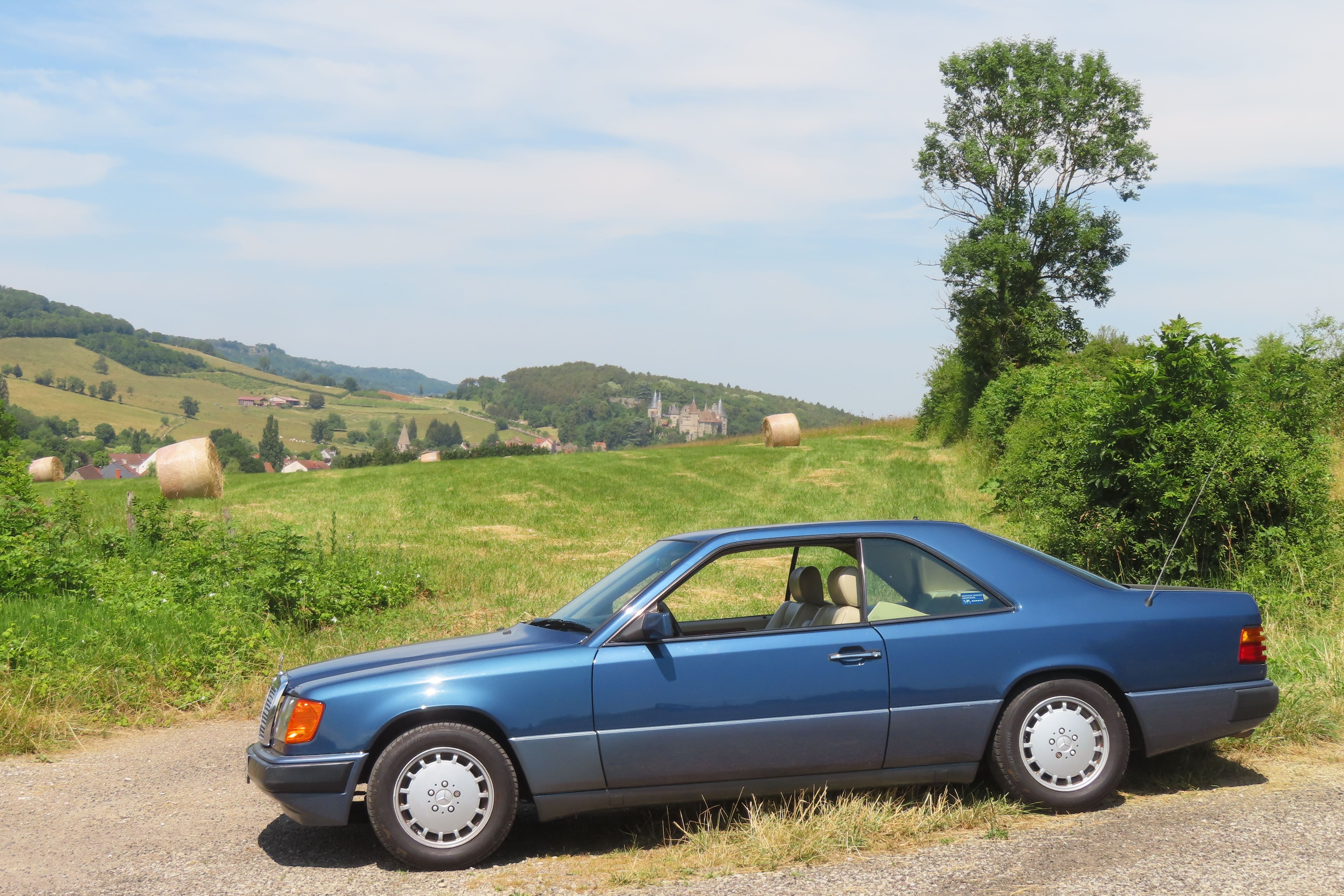 Classic Blue Car in Scenic Burgundy Countryside · Free Stock Photo