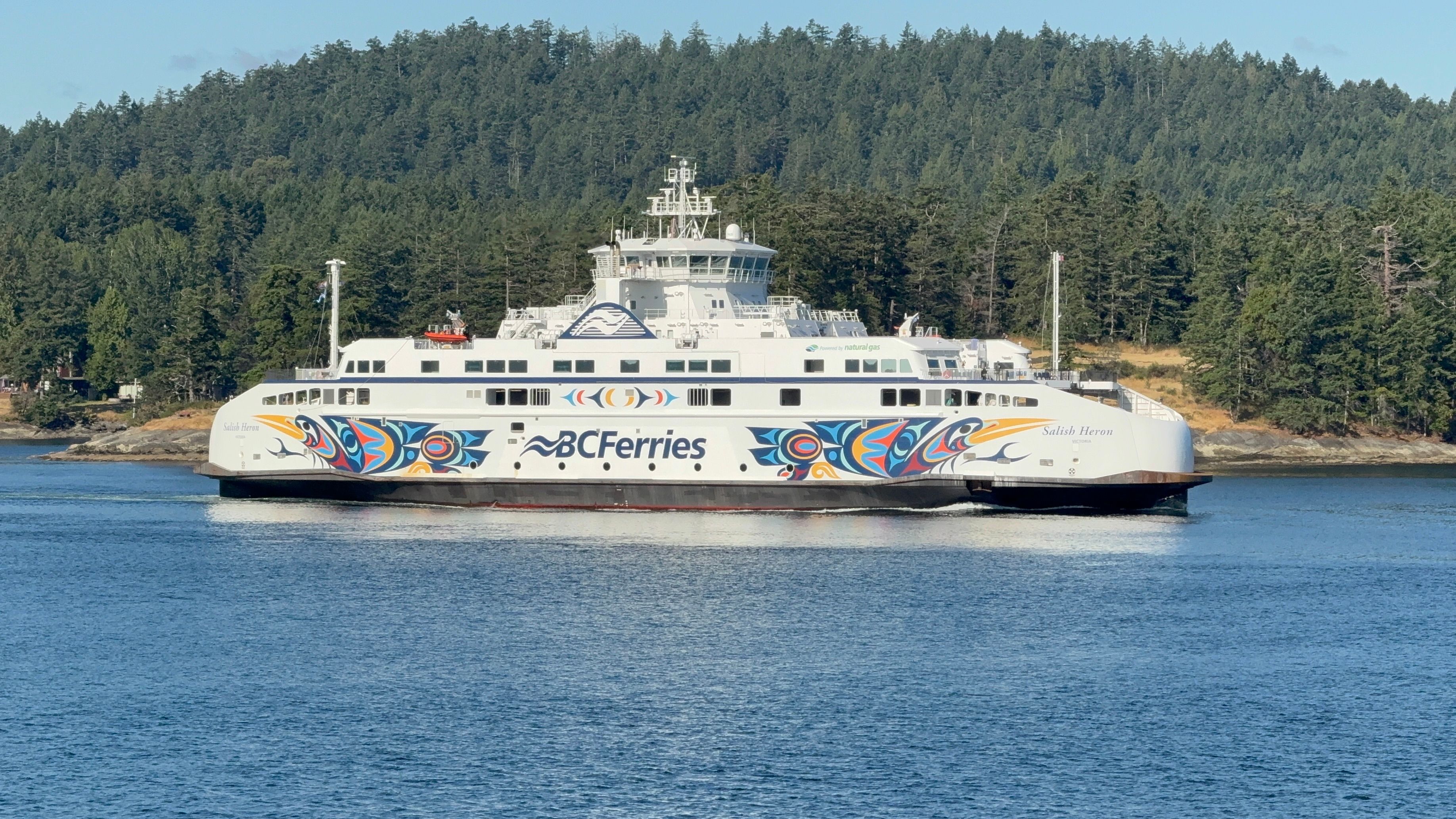 Colorful BC Ferries Vessel in Scenic Waters · Free Stock Photo
