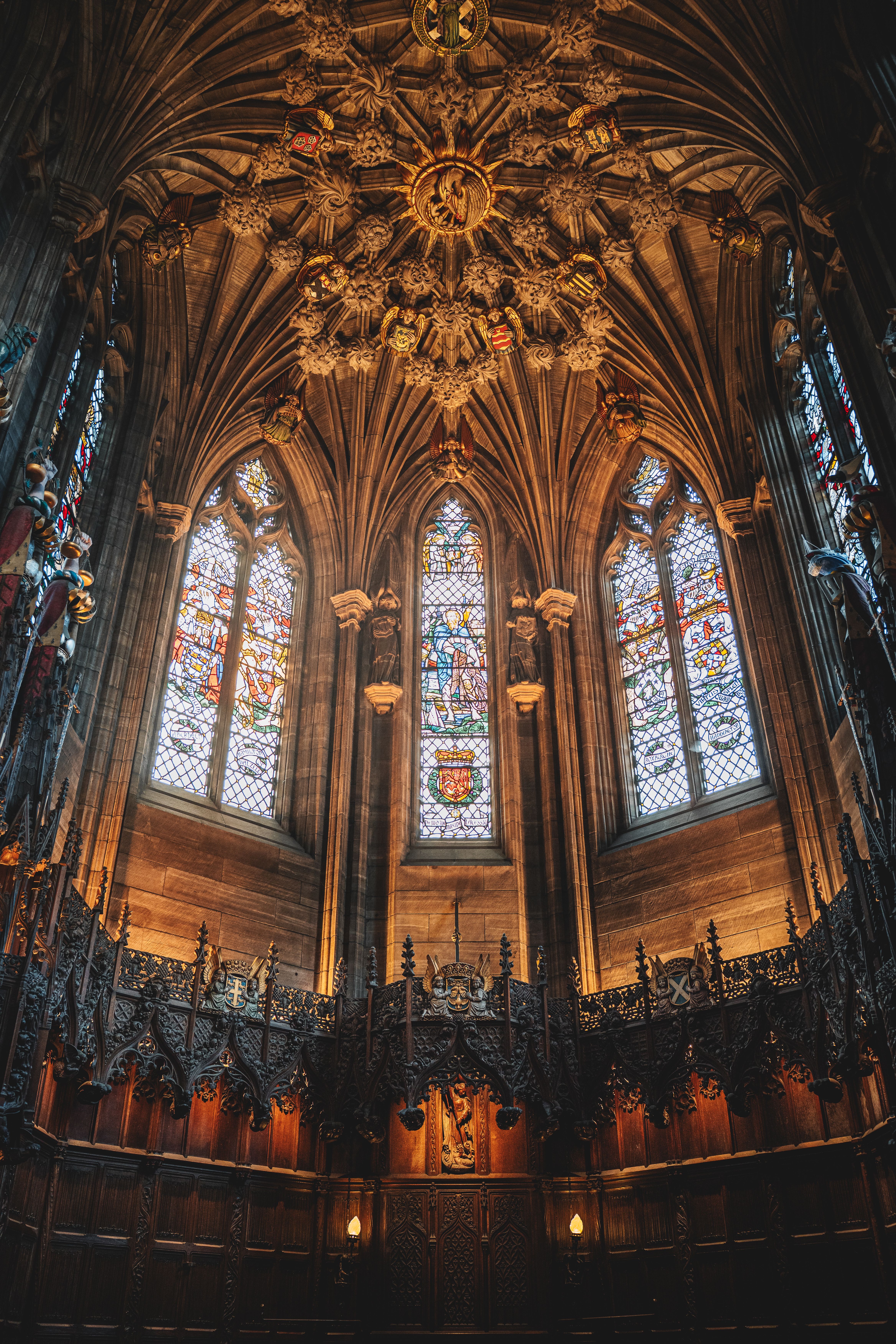 Gothic Cathedral Interior with Stained Glass in Scotland · Free Stock Photo
