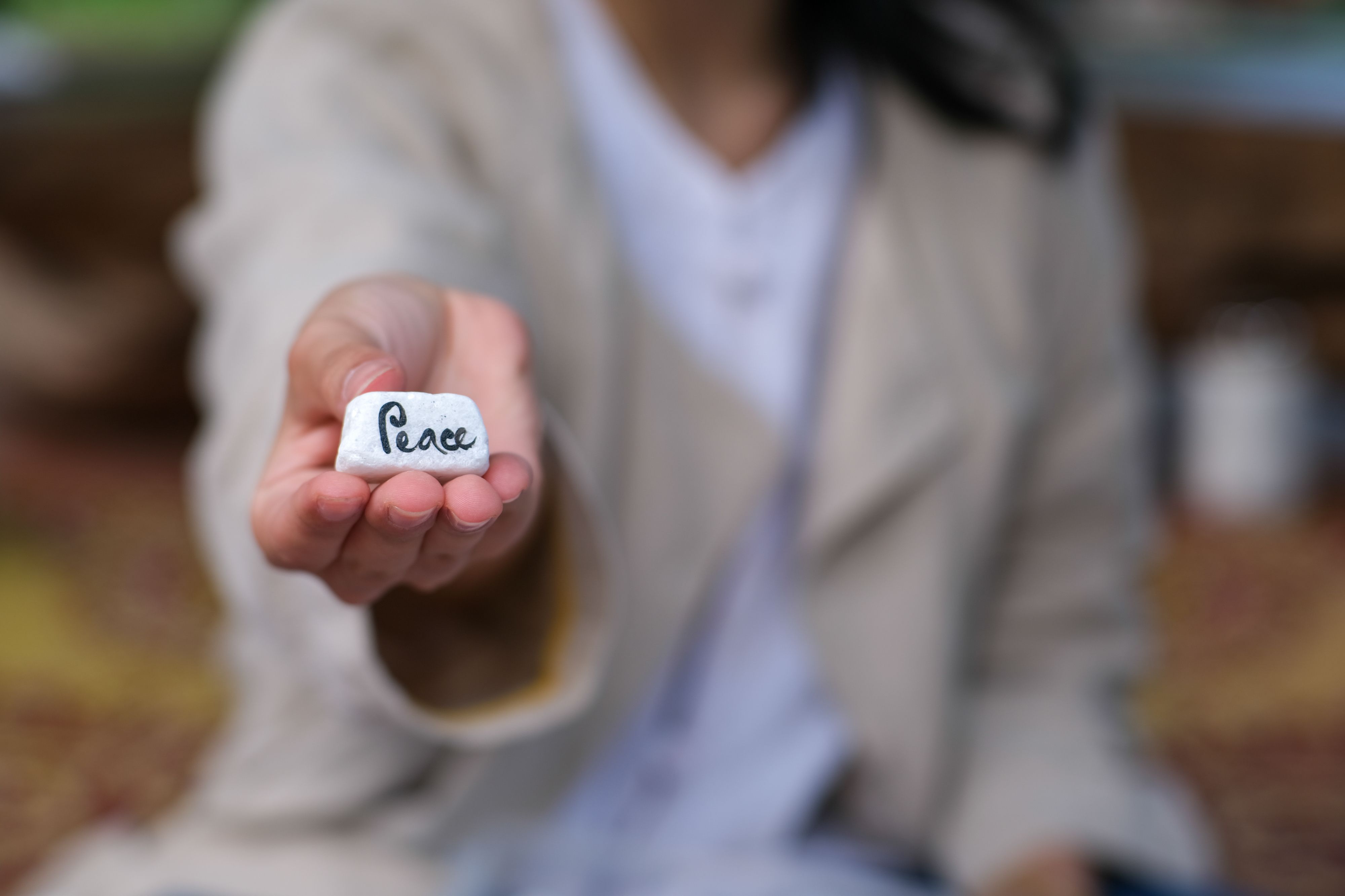 Person Holding a Peace Stone in Hand · Free Stock Photo