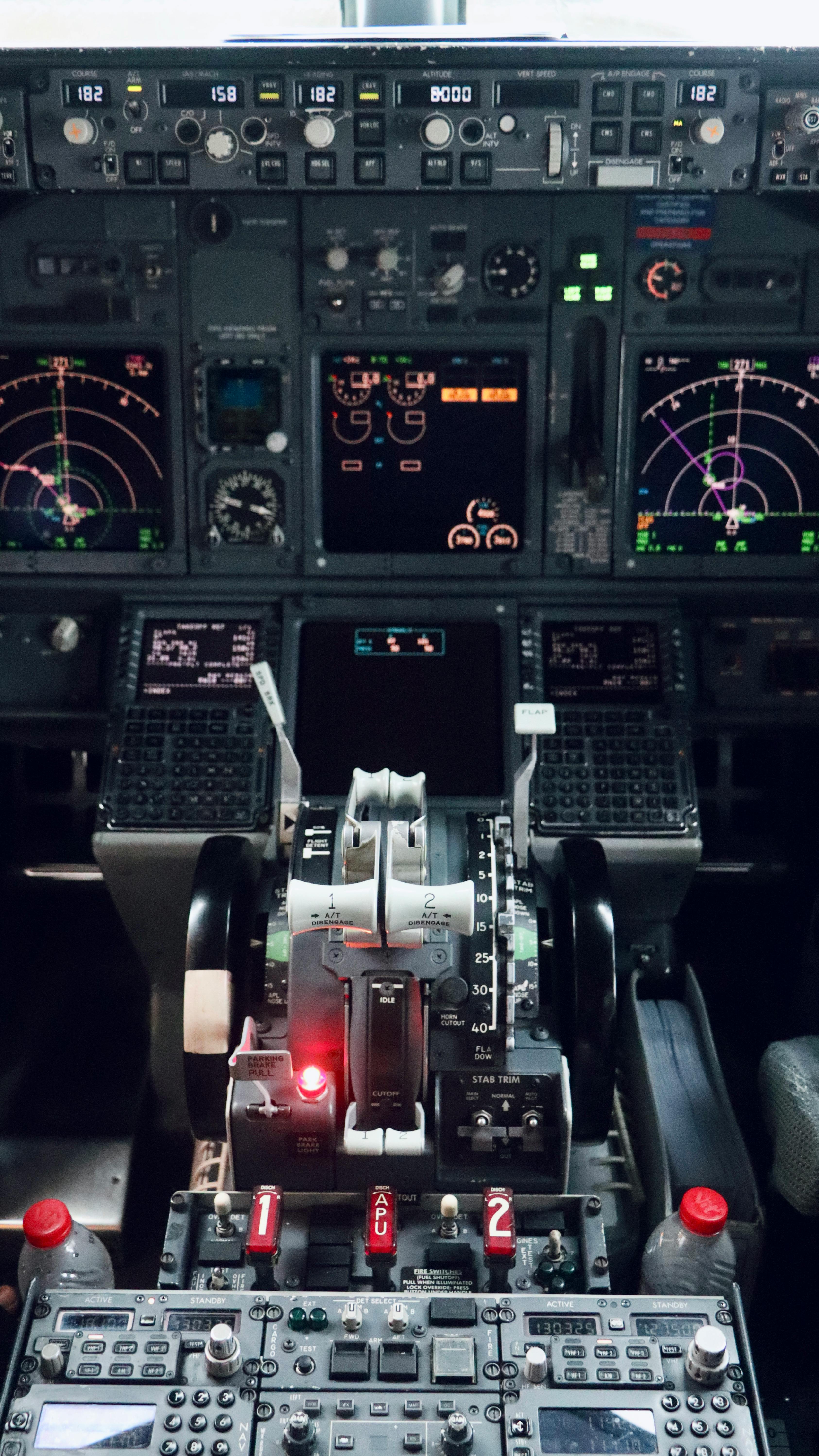 Aviation Cockpit Interior with Control Panels · Free Stock Photo