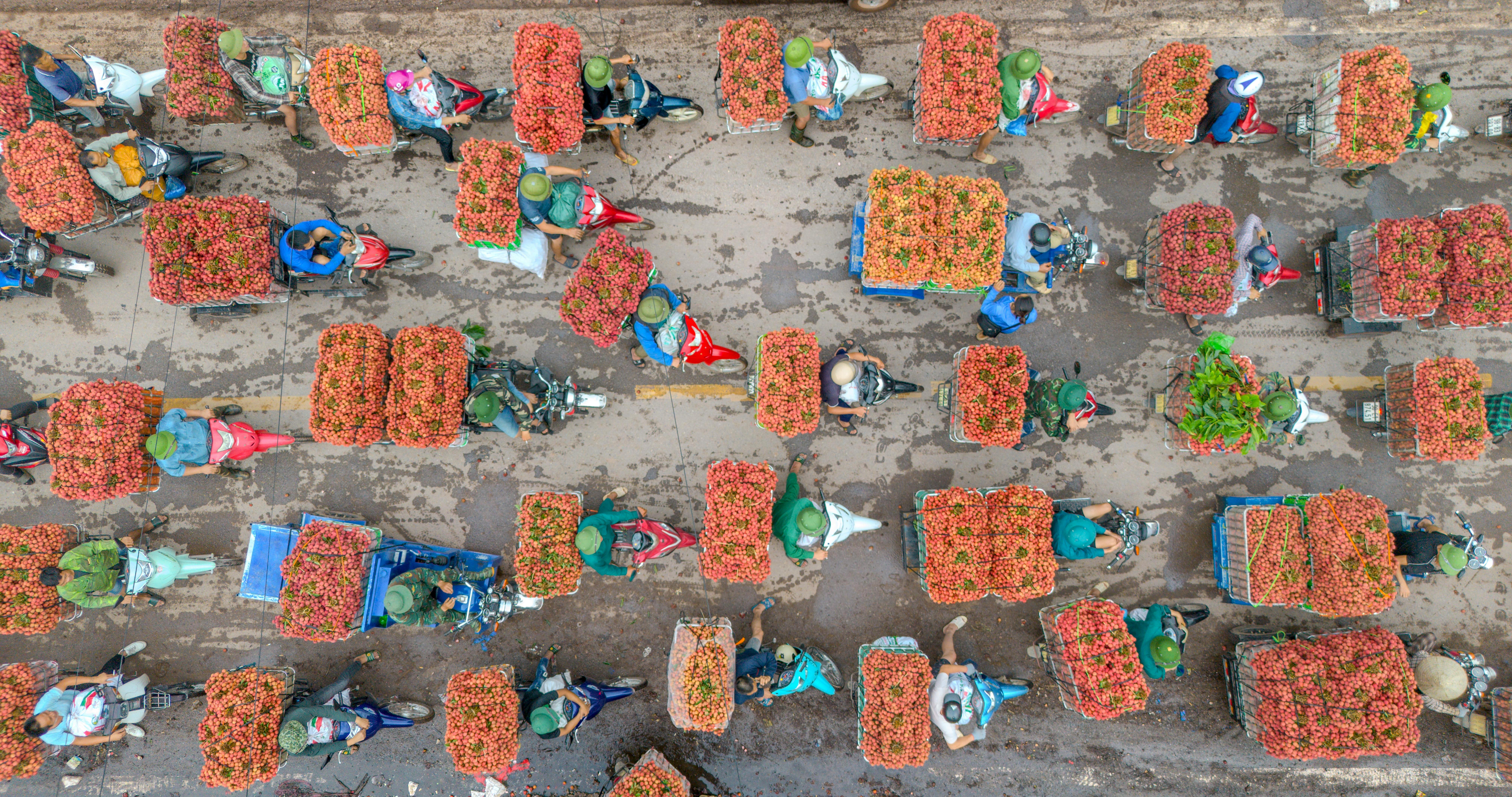 Aerial View of Lychee Market in Bac Giang, Vietnam · Free Stock Photo