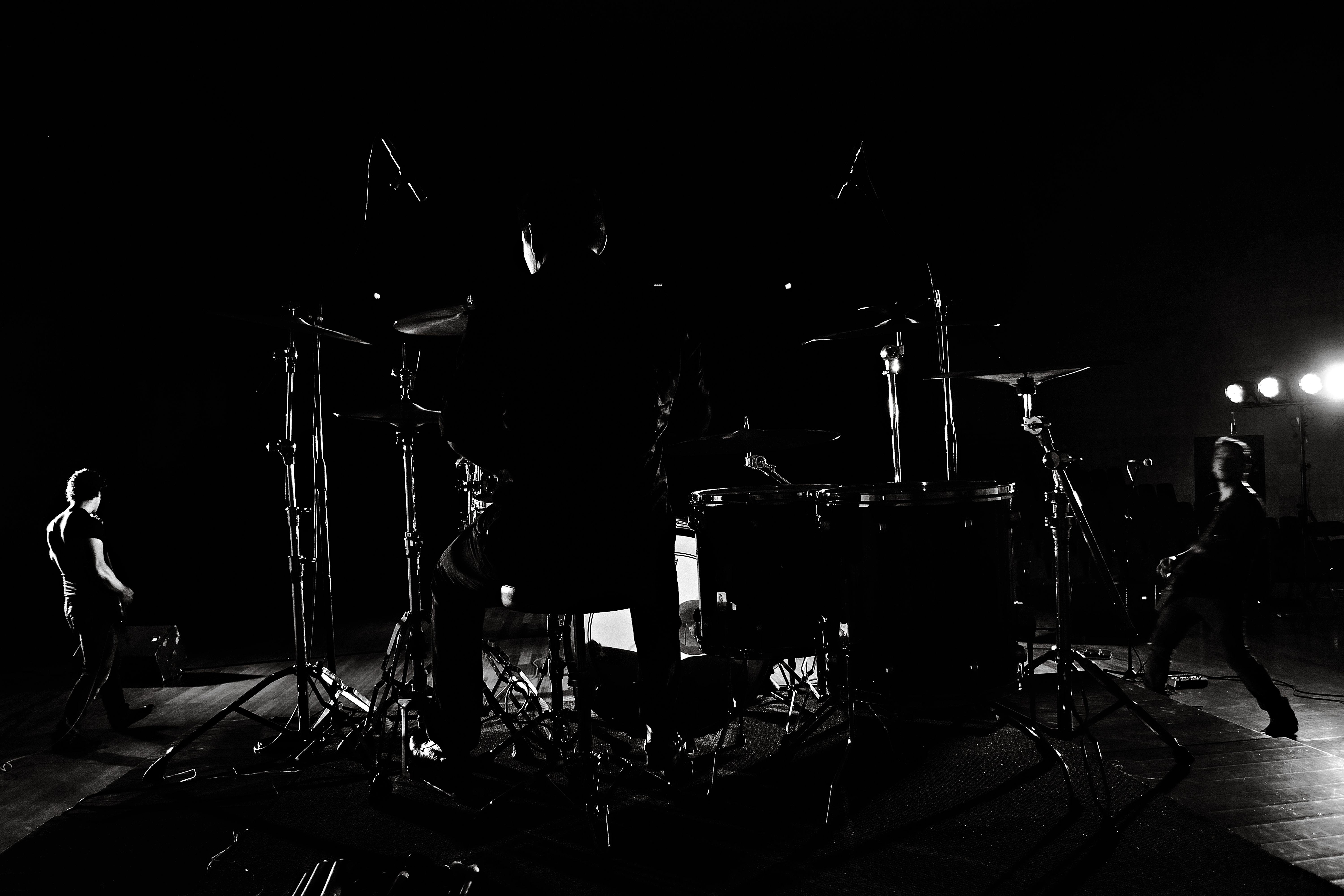 Backstage Black and White Band Performance · Free Stock Photo