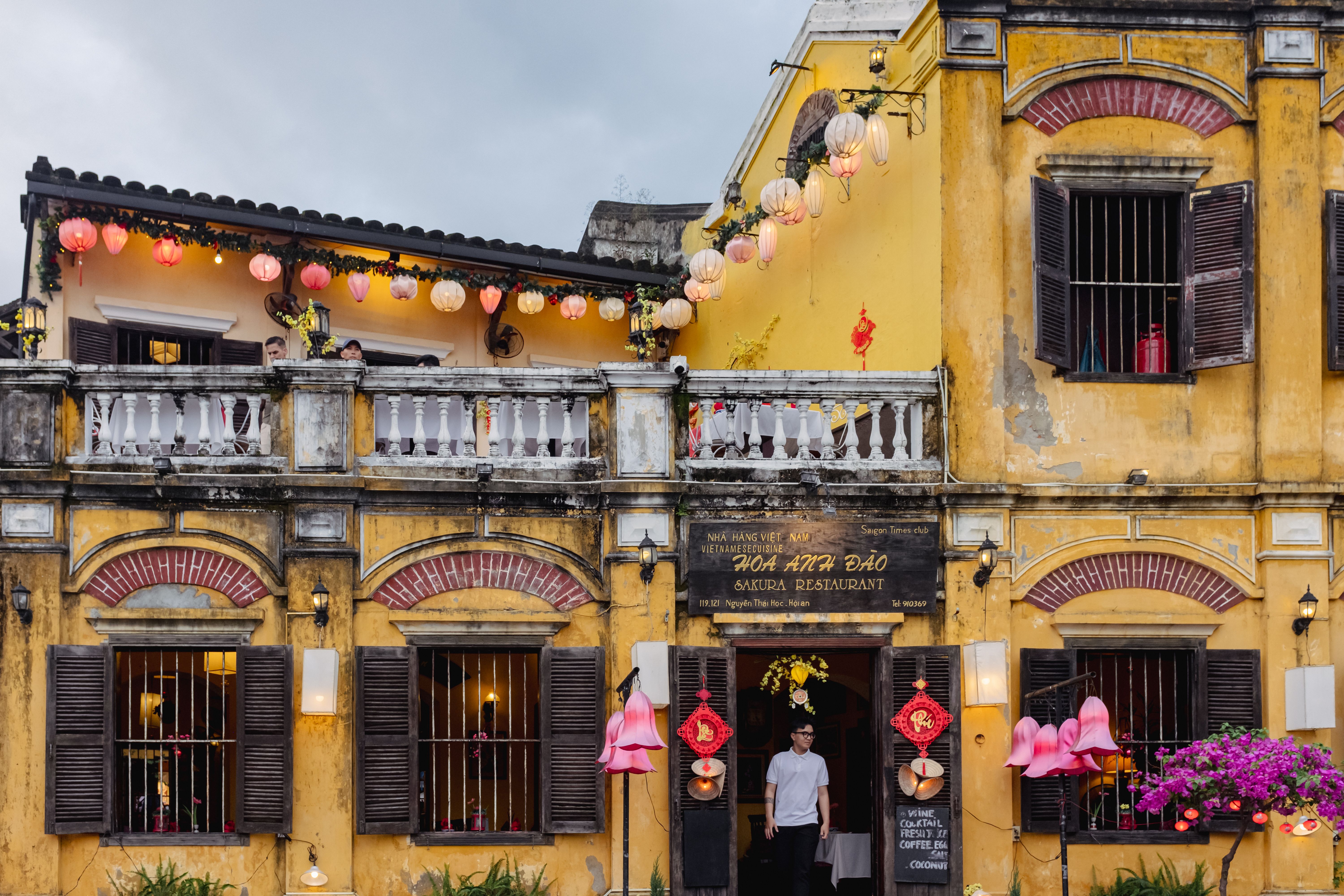Charming Yellow Building with Lanterns in Vietnam · Free Stock Photo