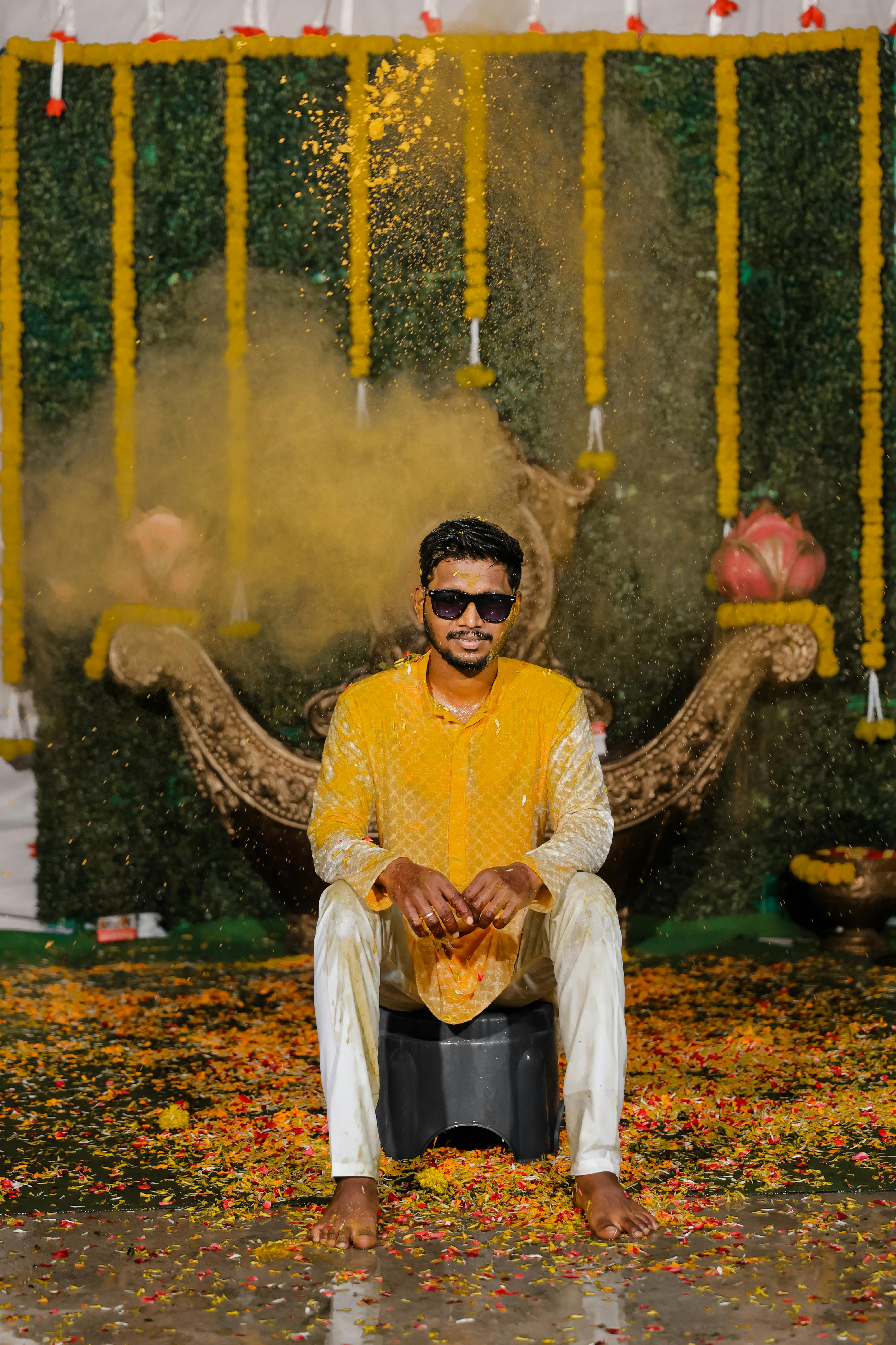 Vibrant Indian Wedding Haldi Ceremony Scene · Free Stock Photo