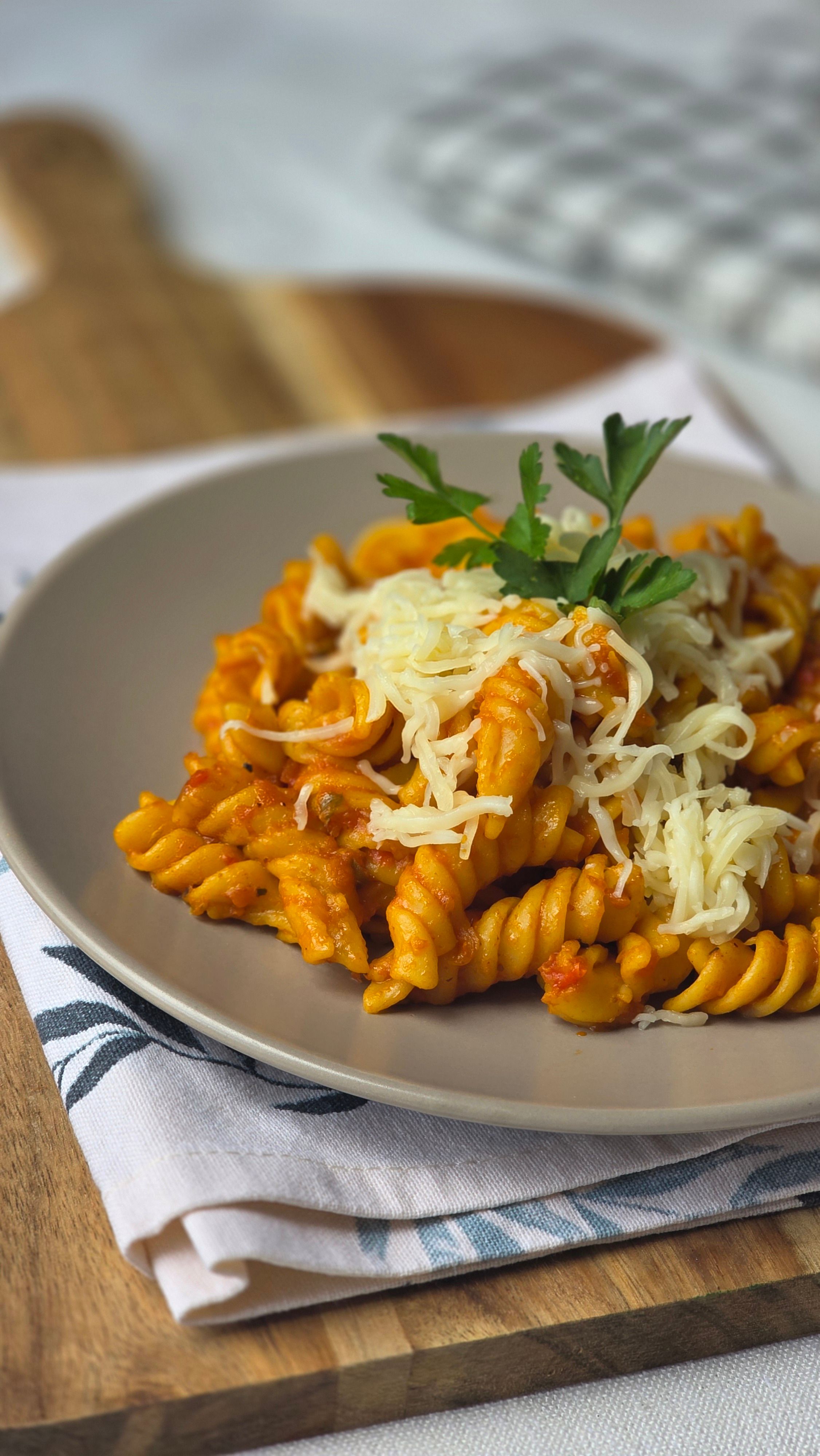 Delicious Fusilli Pasta with Cheese Garnish · Free Stock Photo