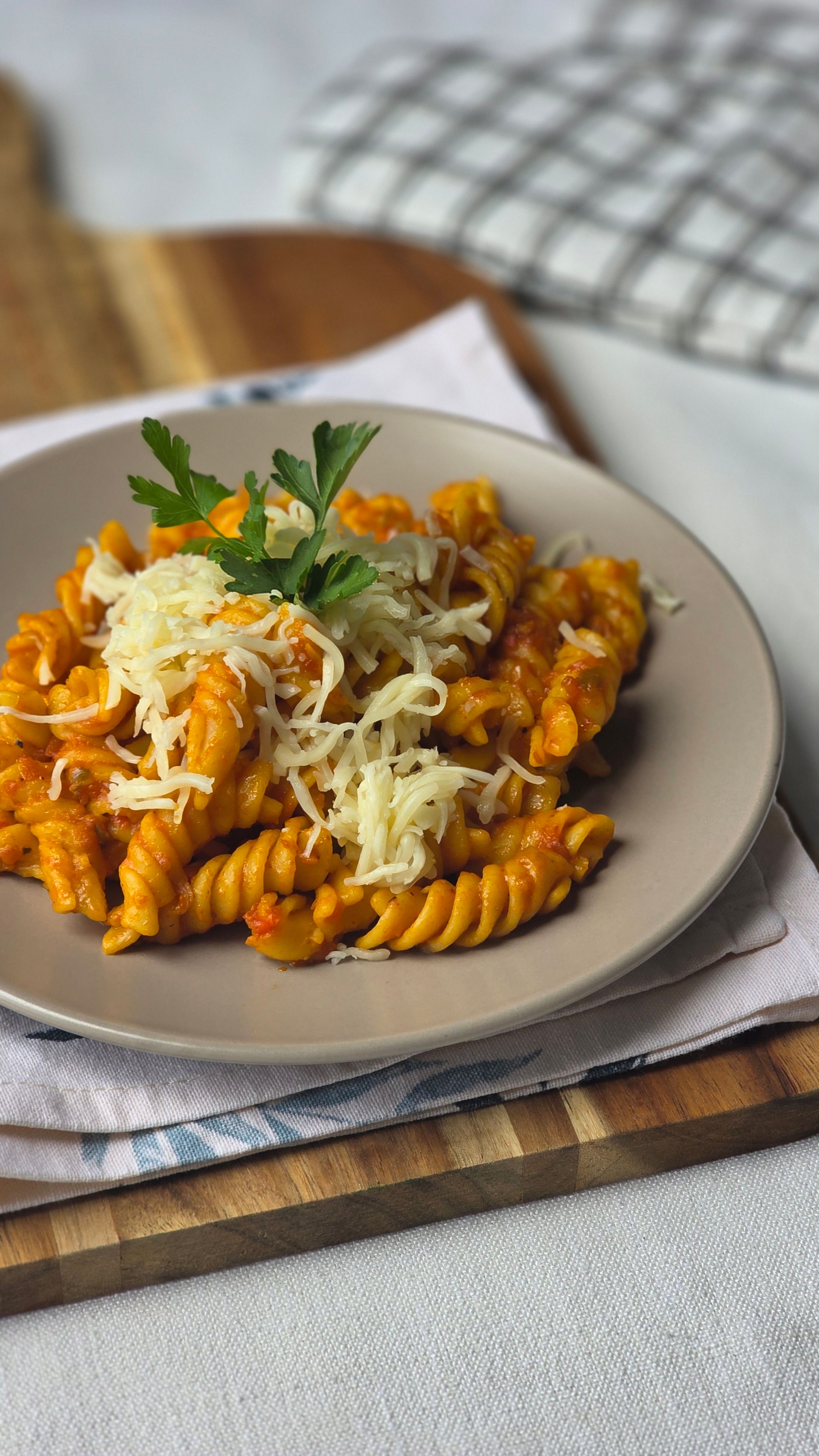 Delicious Fusilli Pasta with Cheese Garnish · Free Stock Photo