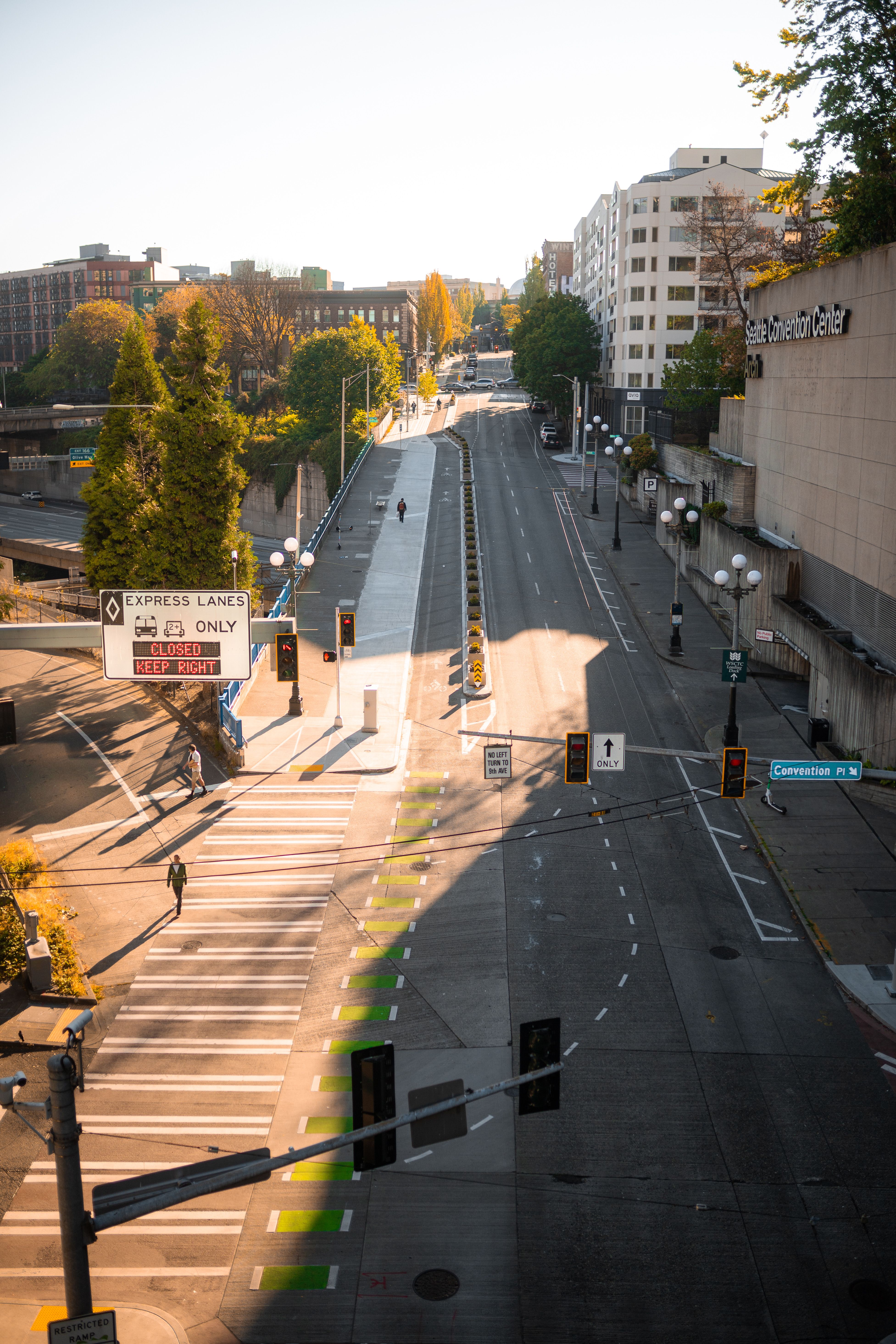 Aerial View of Empty Downtown Seattle Street · Free Stock Photo