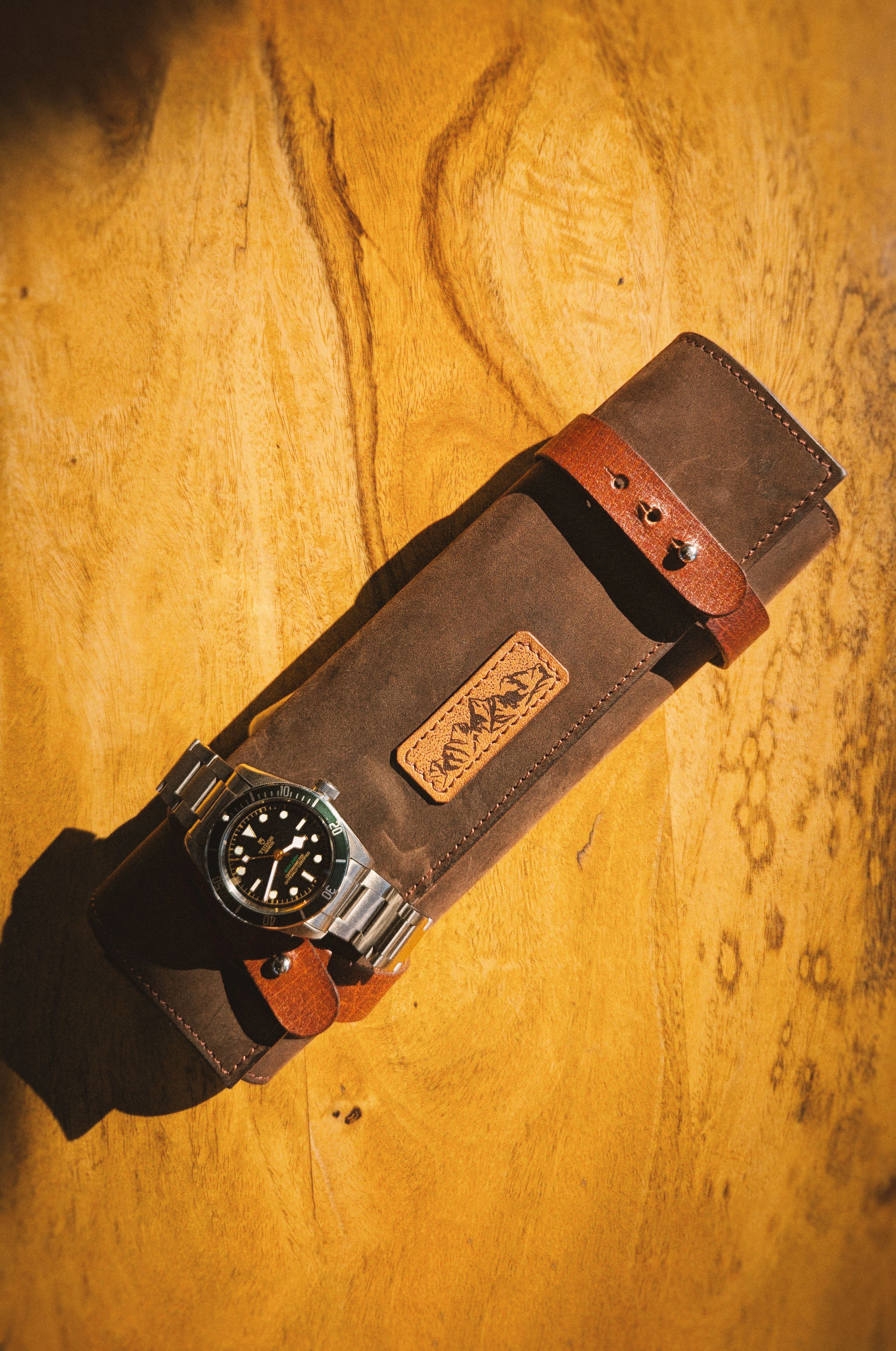 Elegant Leather Watch Case with Timepiece · Free Stock Photo