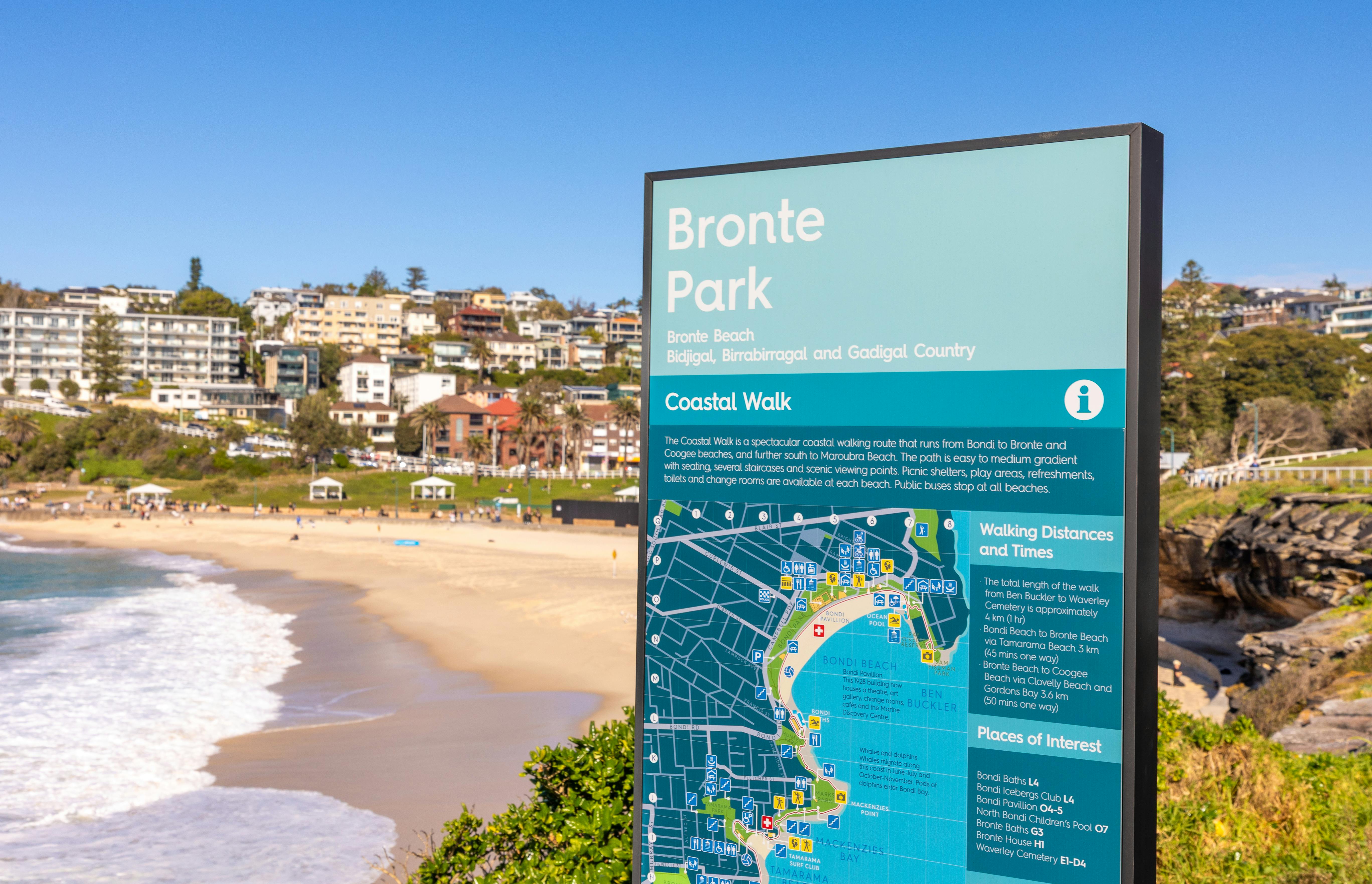 Bronte Park Coastal Walk Sign at Beachfront · Free Stock Photo