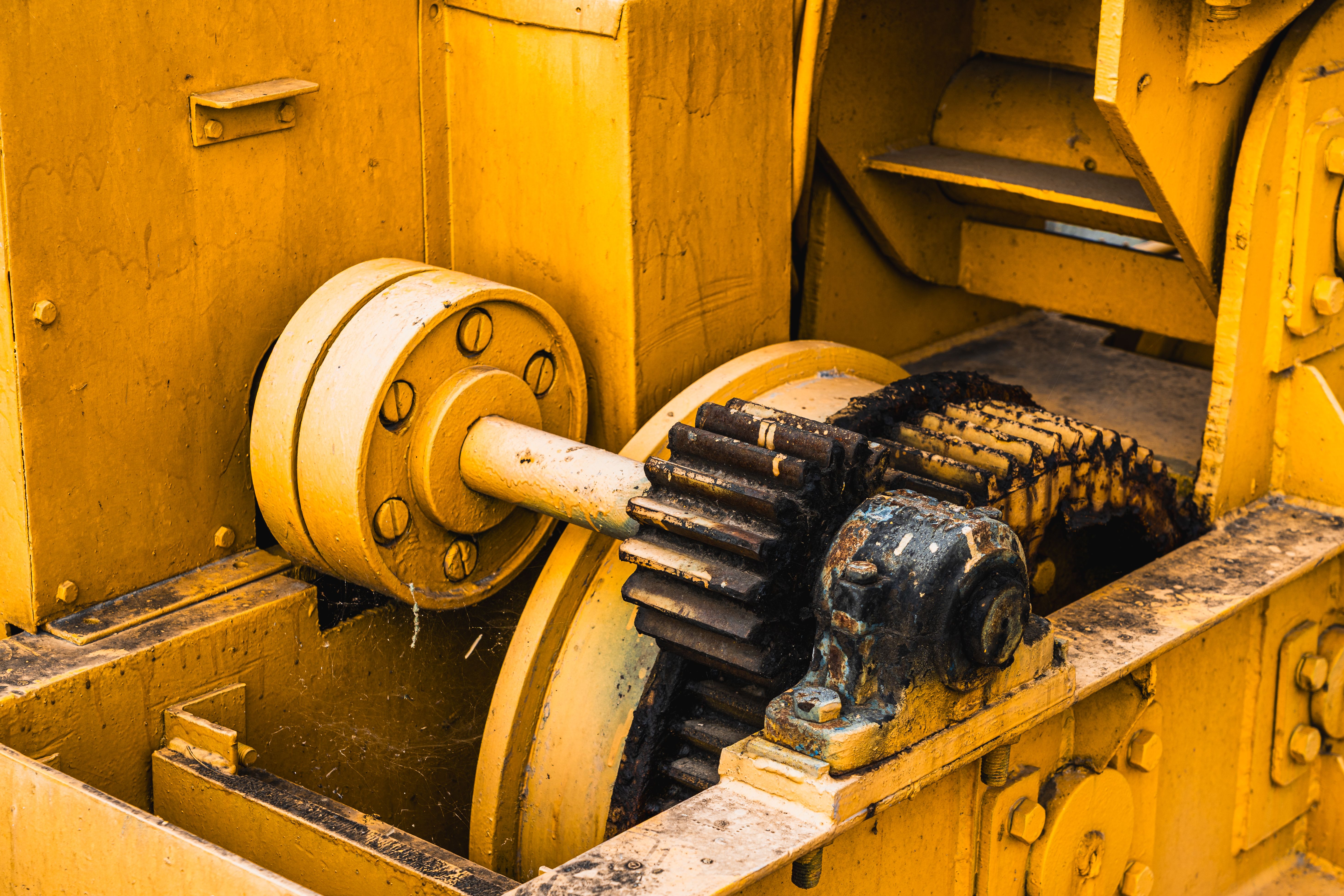 Close-up of Industrial Machinery with Yellow Metal Components · Free ...