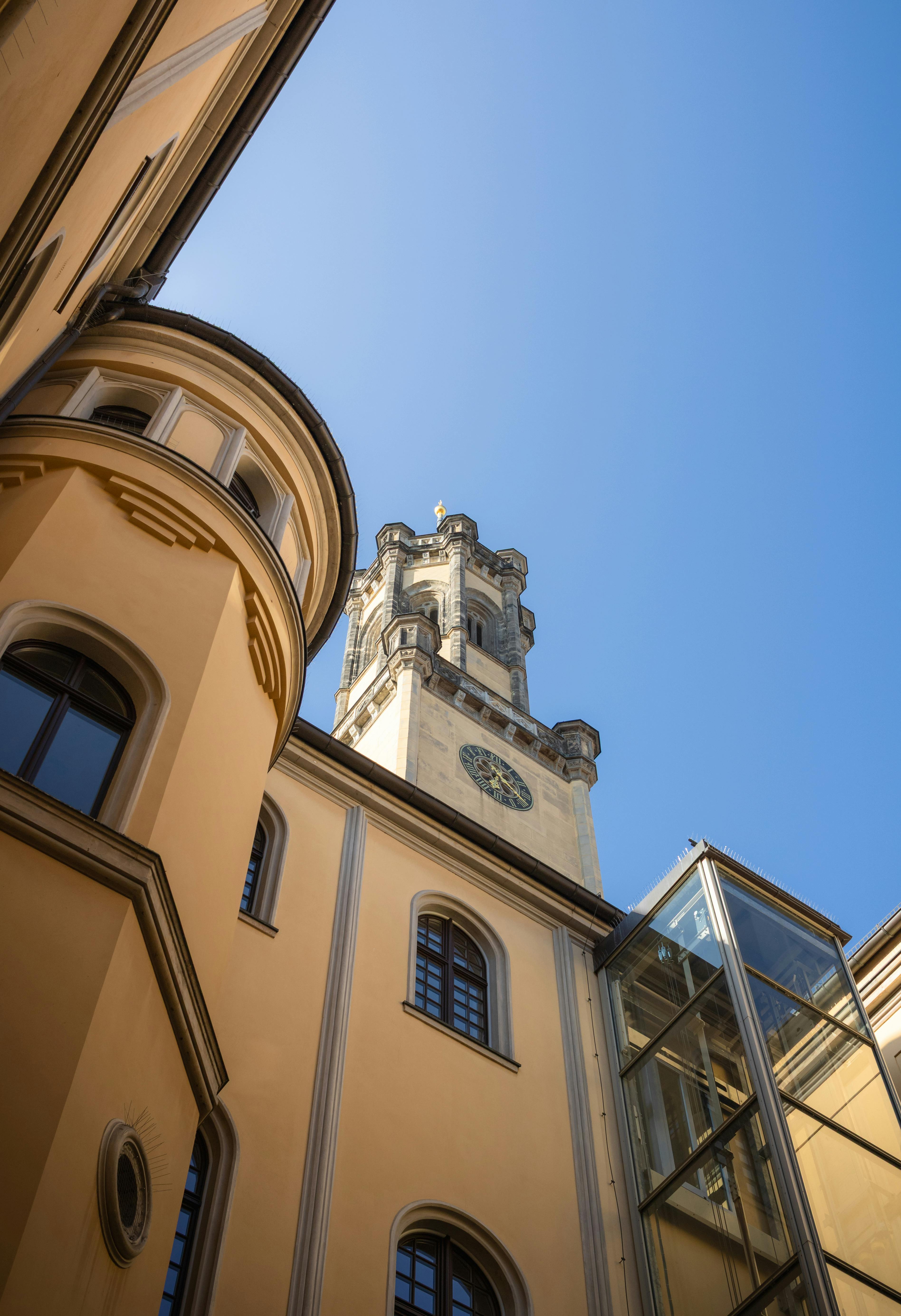 Zittau Town Hall Tower Against Clear Sky · Free Stock Photo