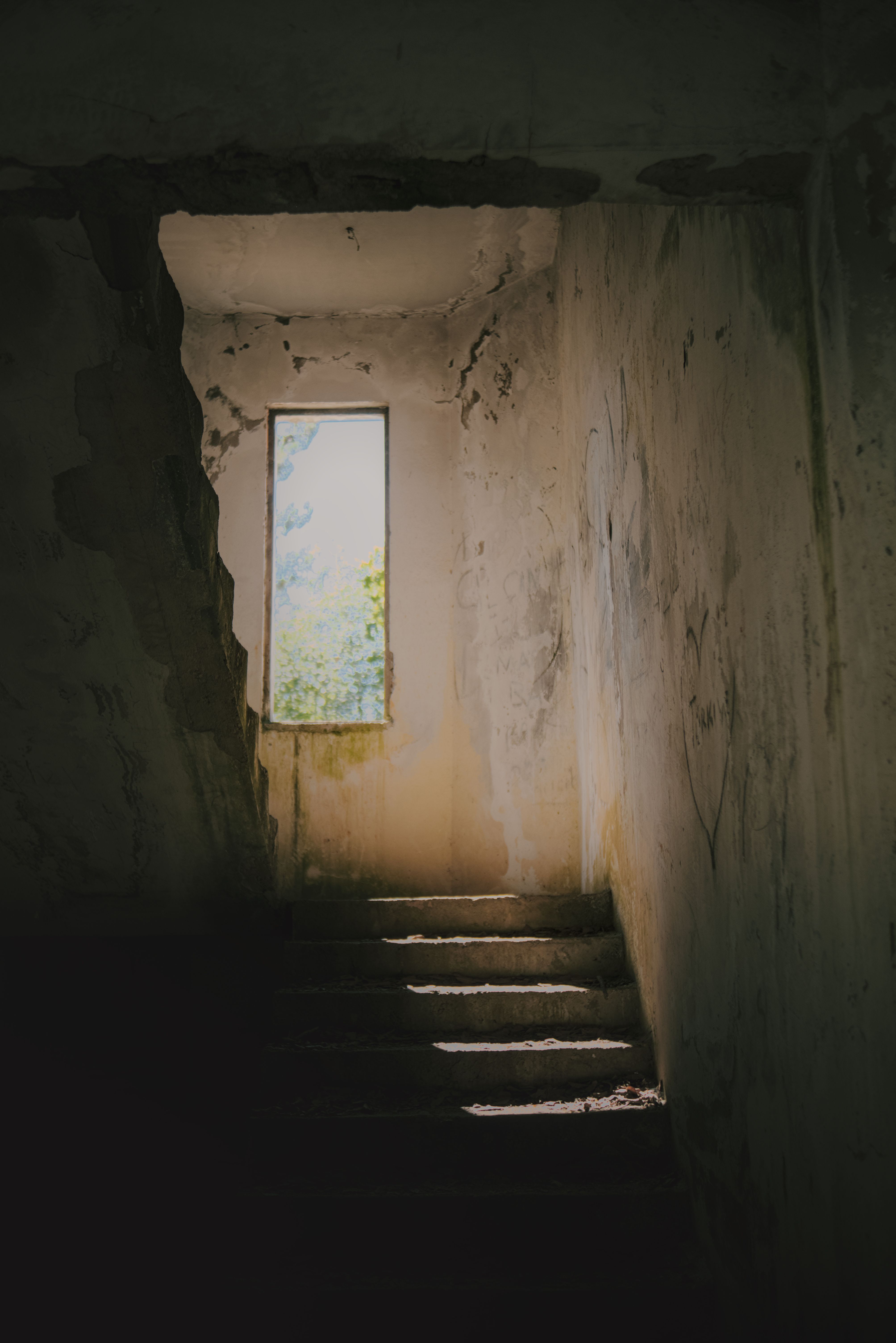 Sunlit Steps in Abandoned Building · Free Stock Photo