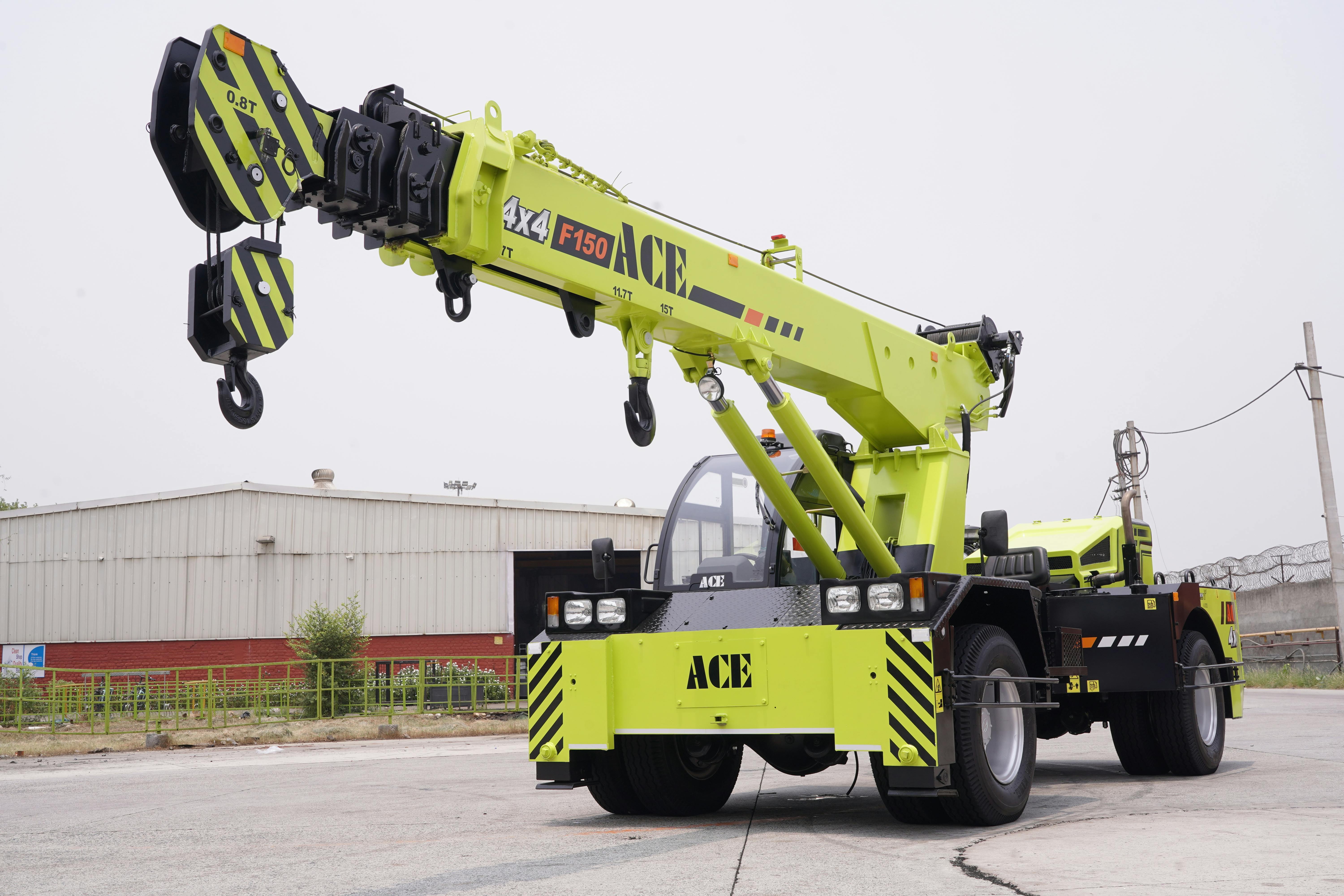 ACE F150 4x4 Crane at Industrial Site in India · Free Stock Photo