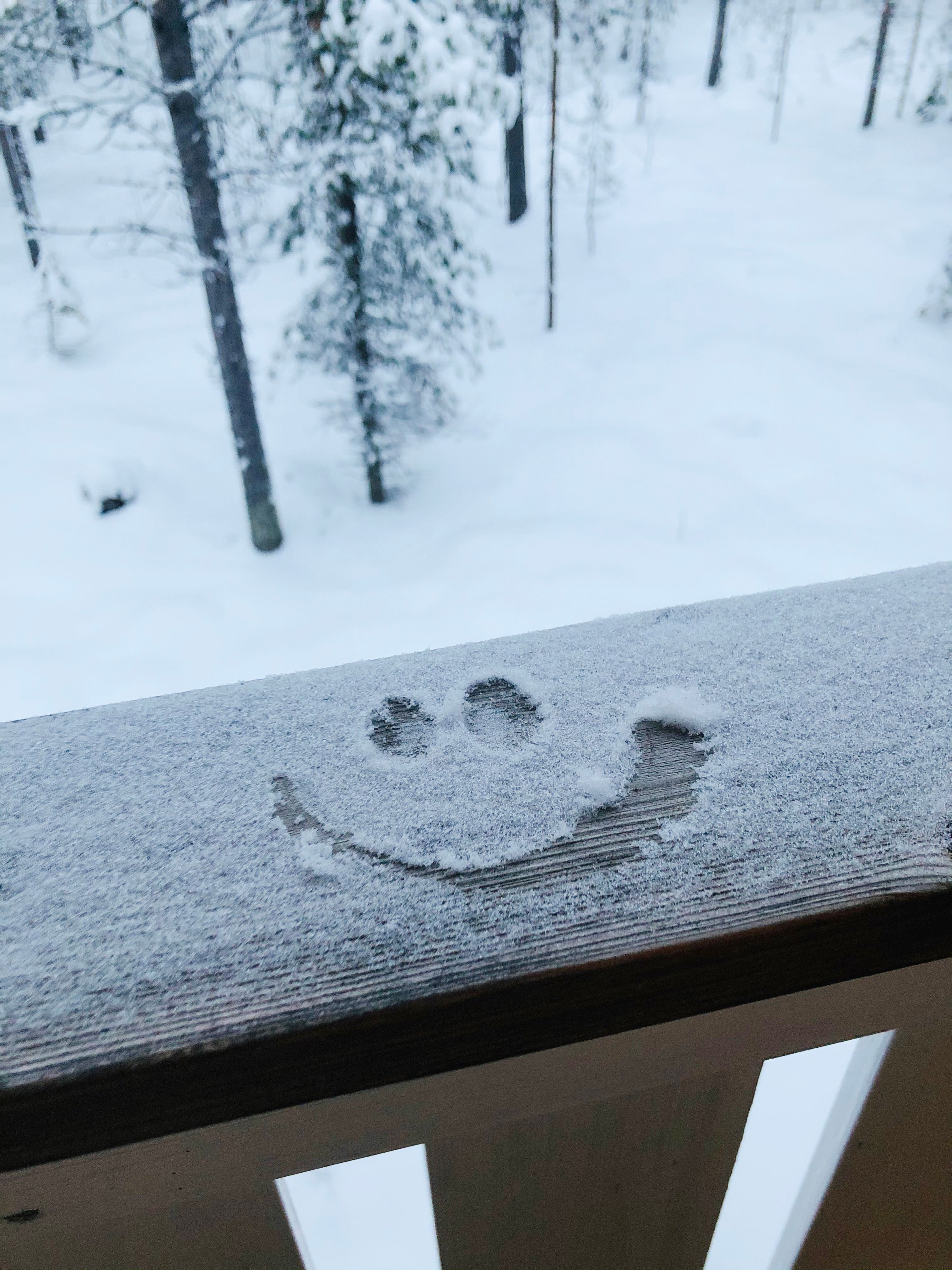 Snowy Smiley Face on Winter Balcony · Free Stock Photo