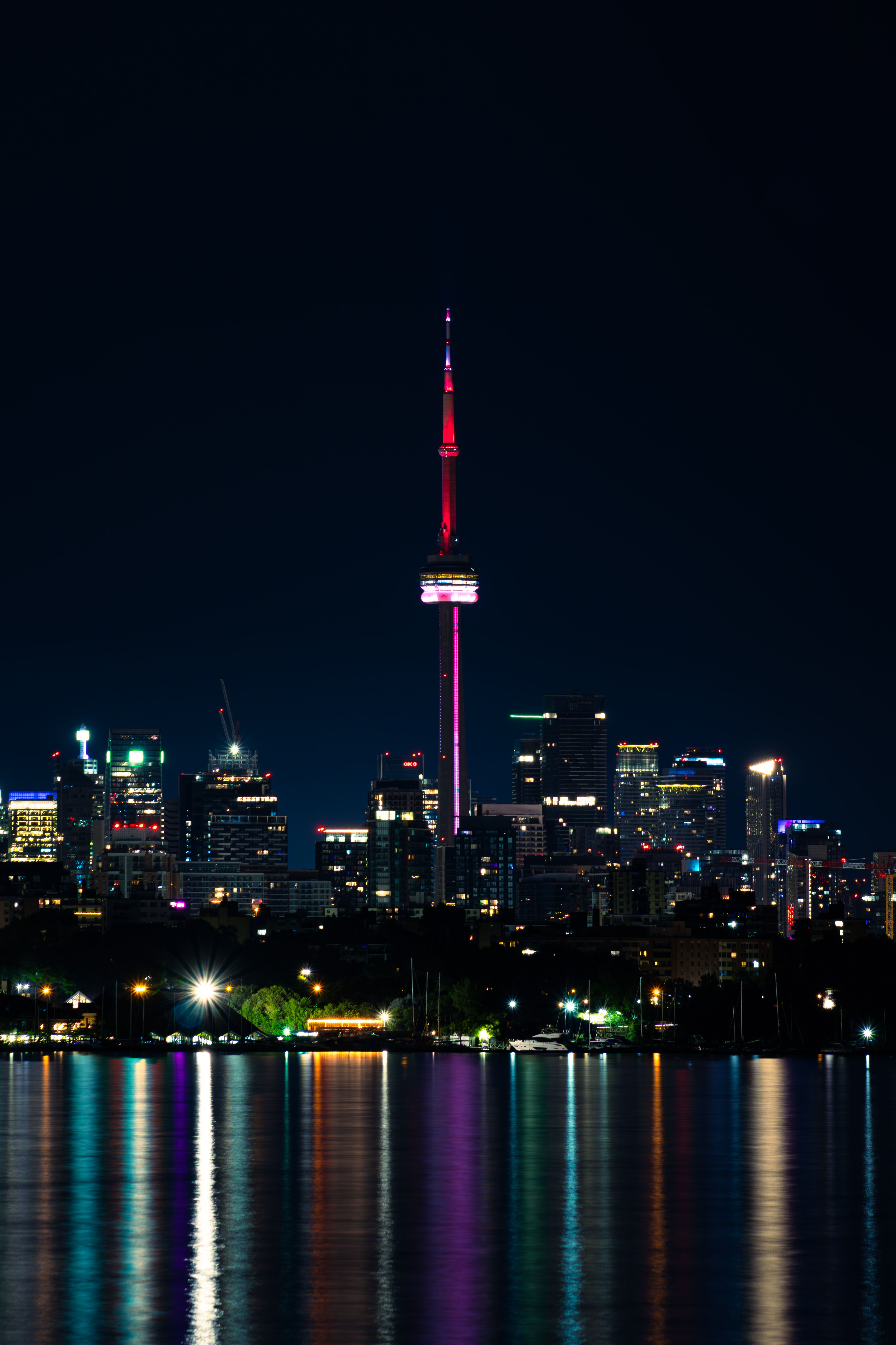 Toronto Skyline at Night with CN Tower · Free Stock Photo
