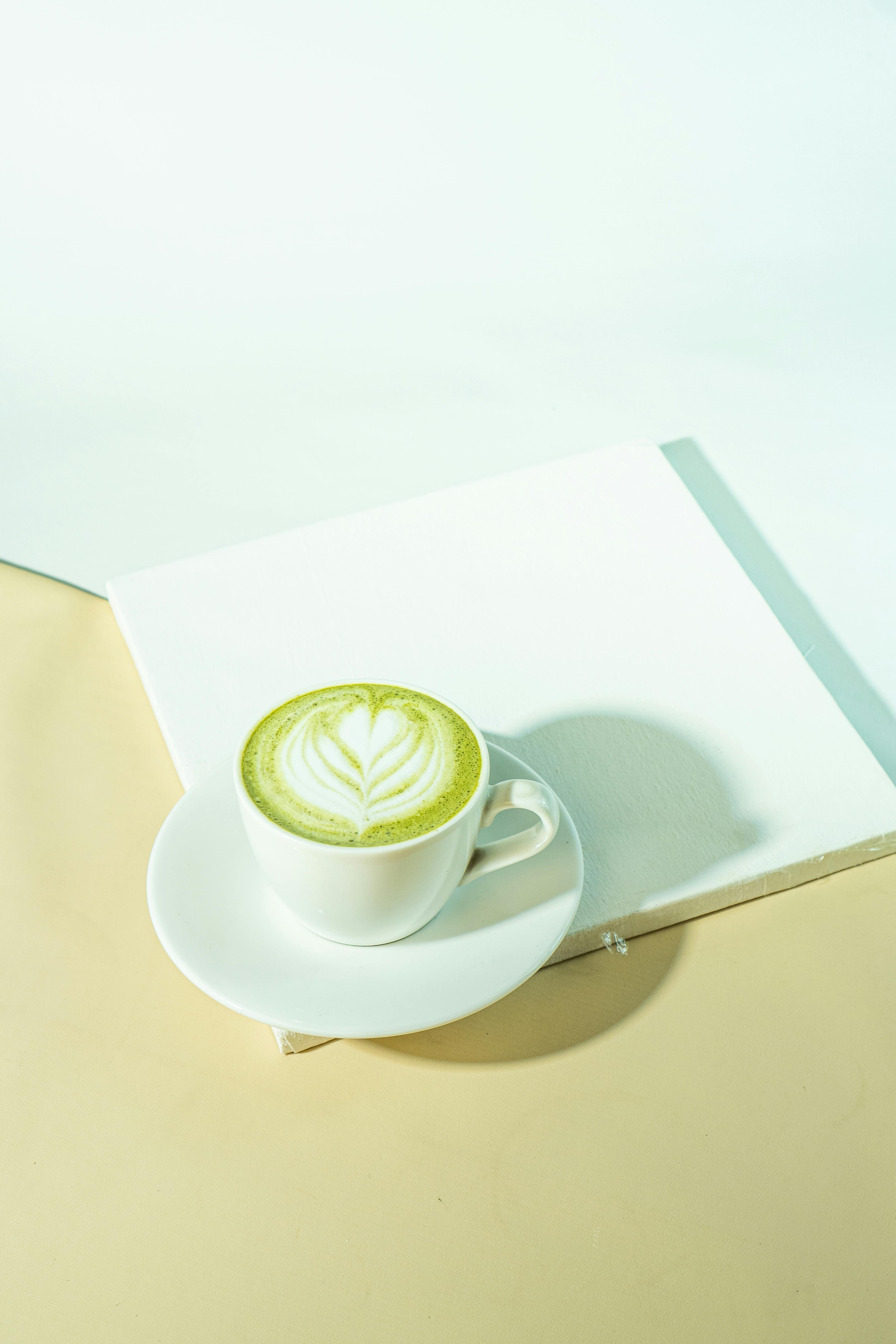 Minimalist Matcha Latte on Canvas Background · Free Stock Photo