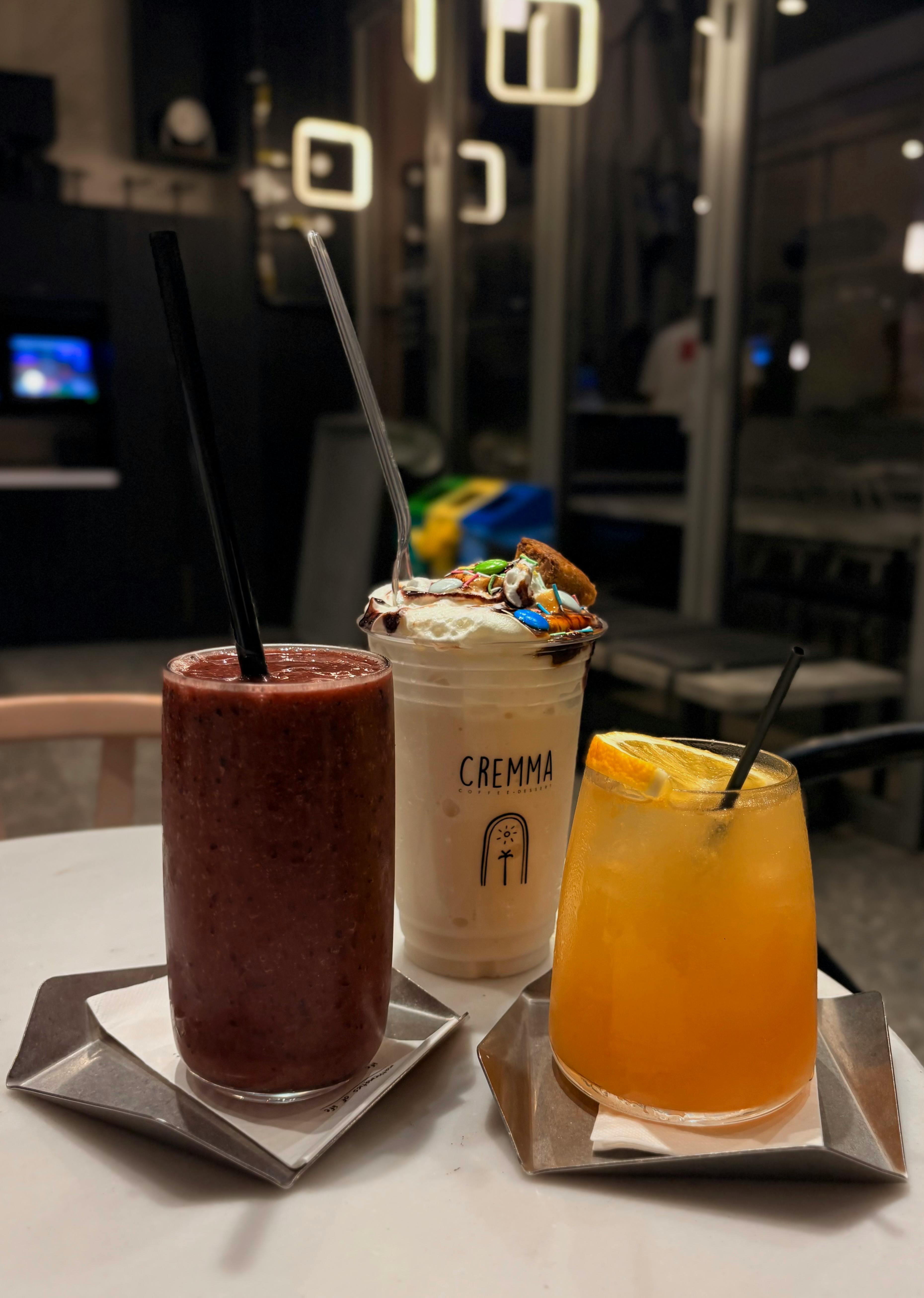 Colorful Drinks Trio at Crema Café in Istanbul · Free Stock Photo