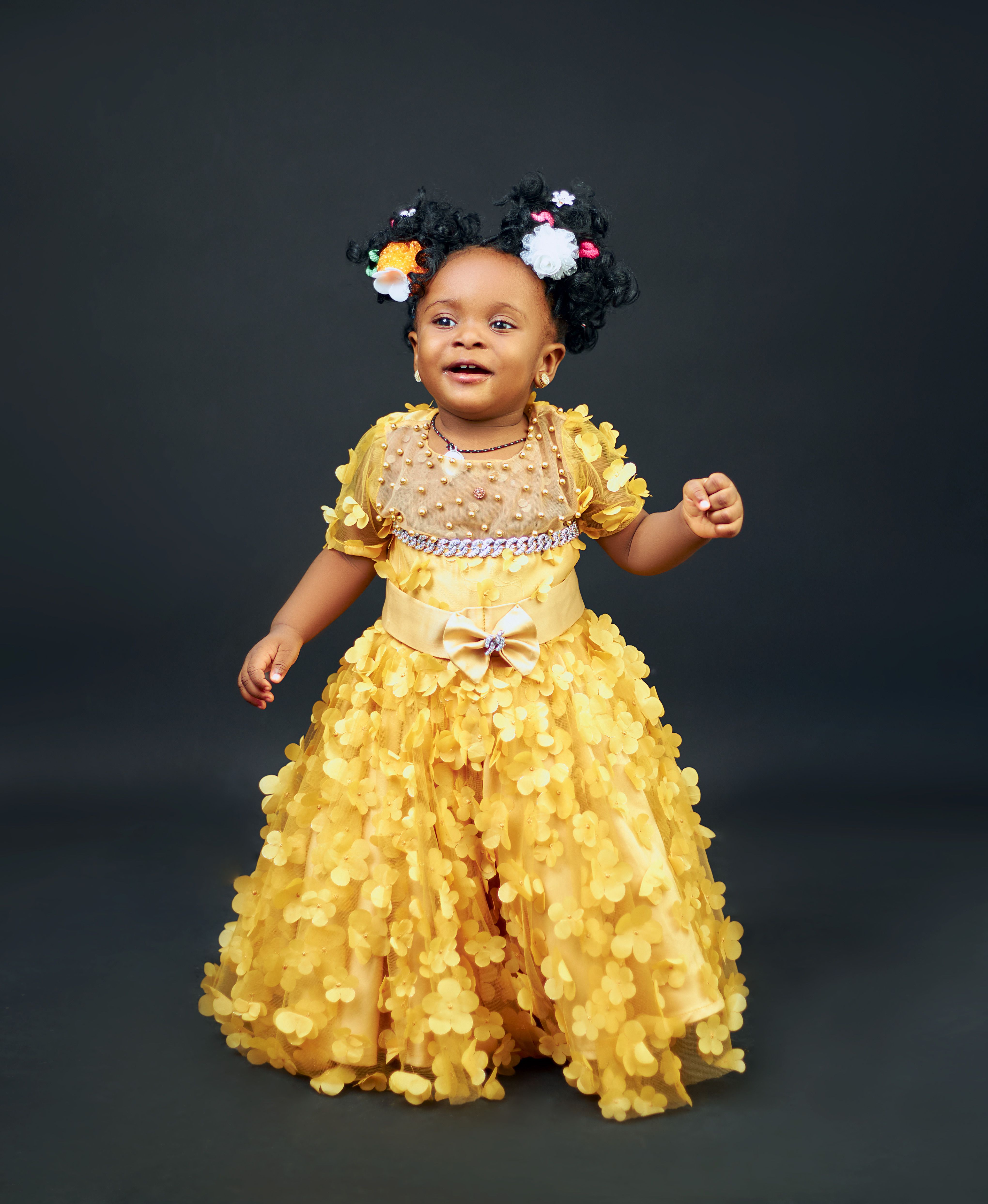 Adorable Baby in Elegant Yellow Dress · Free Stock Photo