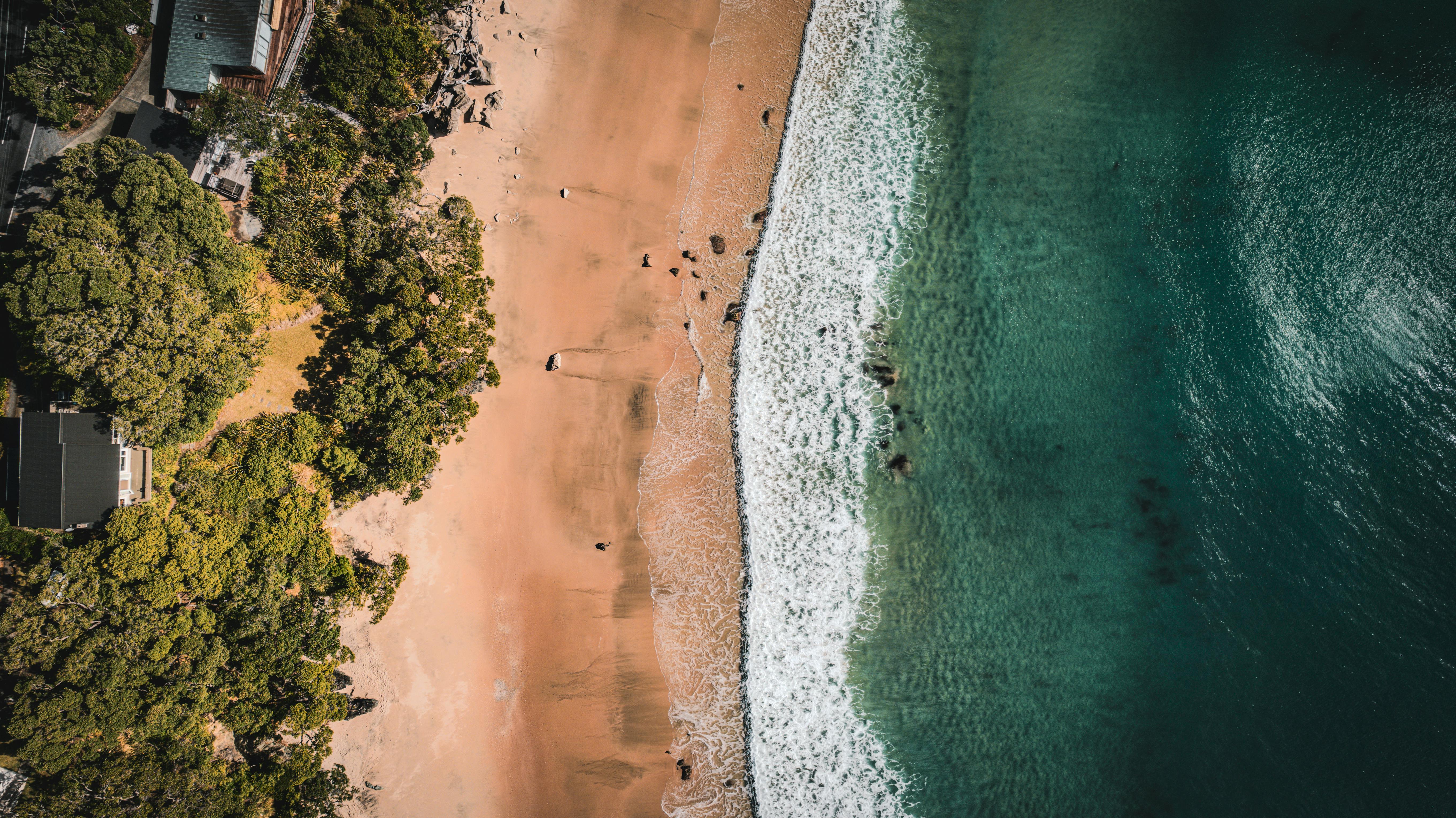 Aerial View of Langs Beach in New Zealand · Free Stock Photo