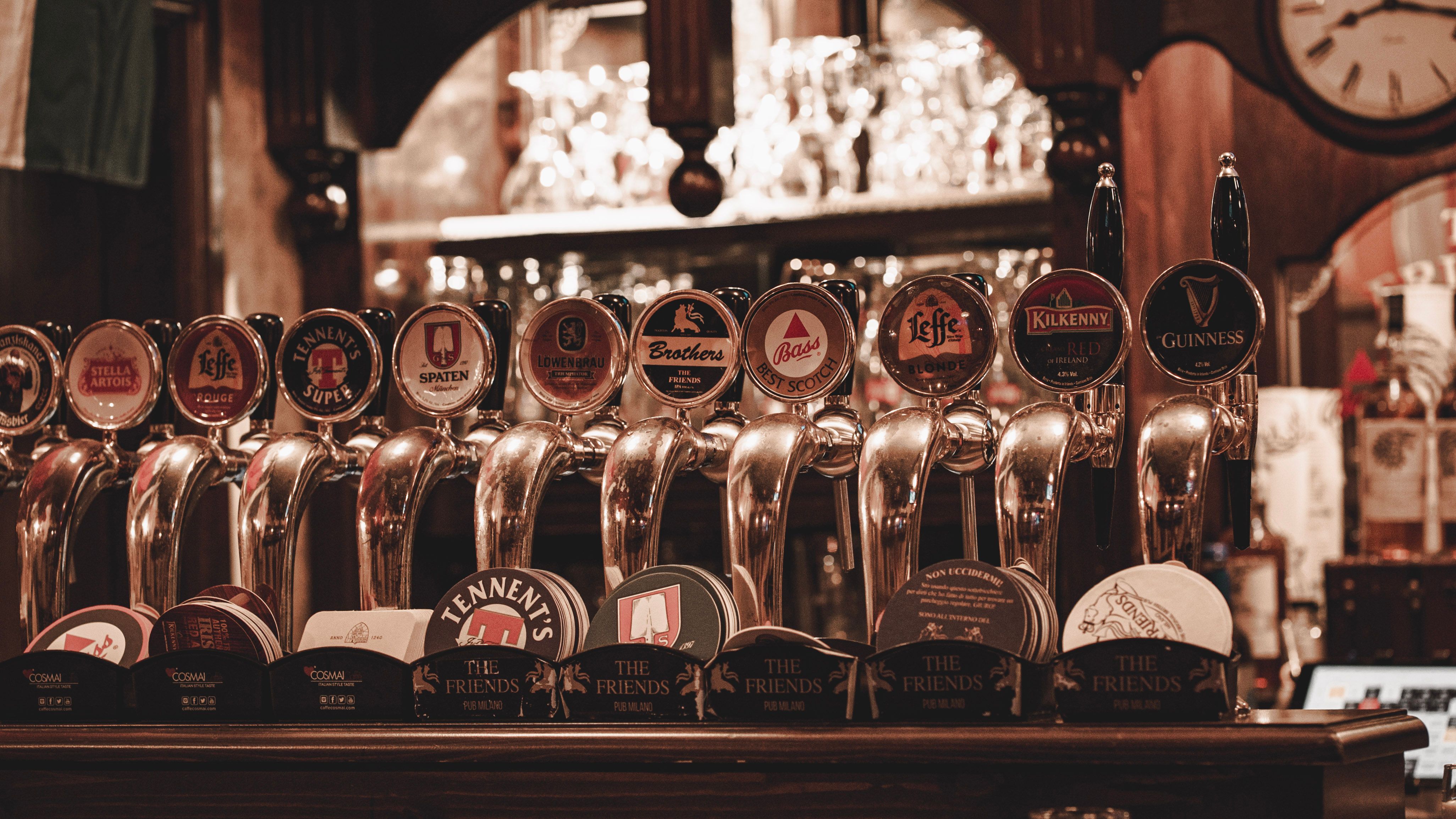 Classic Bar Beer Taps in Milan Pub · Free Stock Photo