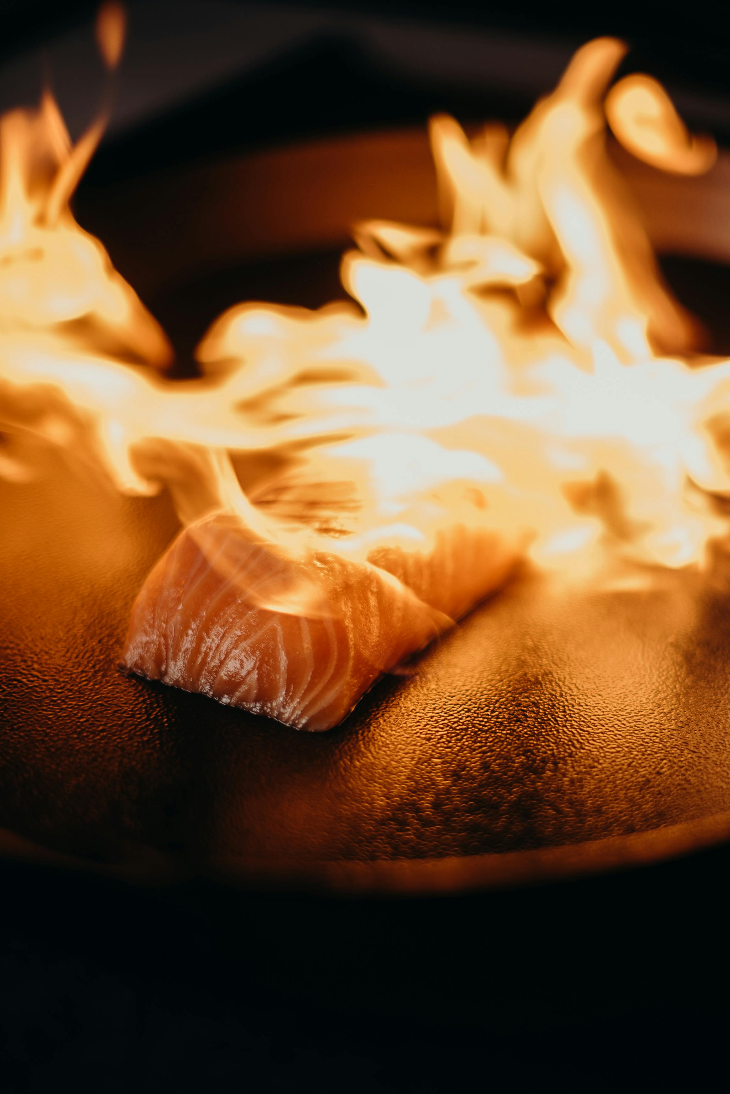Salmon On Fire · Free Stock Photo