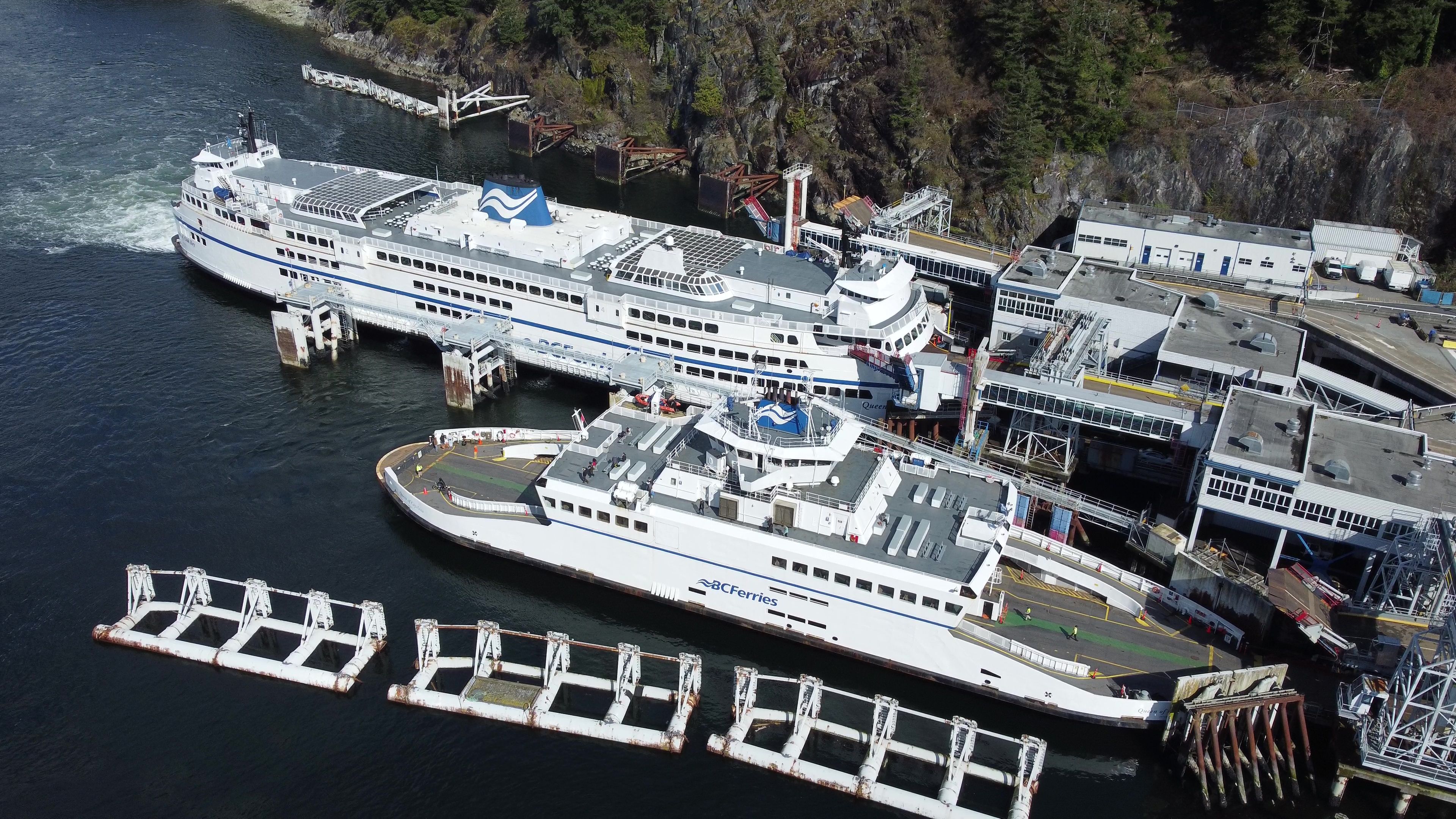 Aerial View of BC Ferries at Coastal Terminal · Free Stock Photo