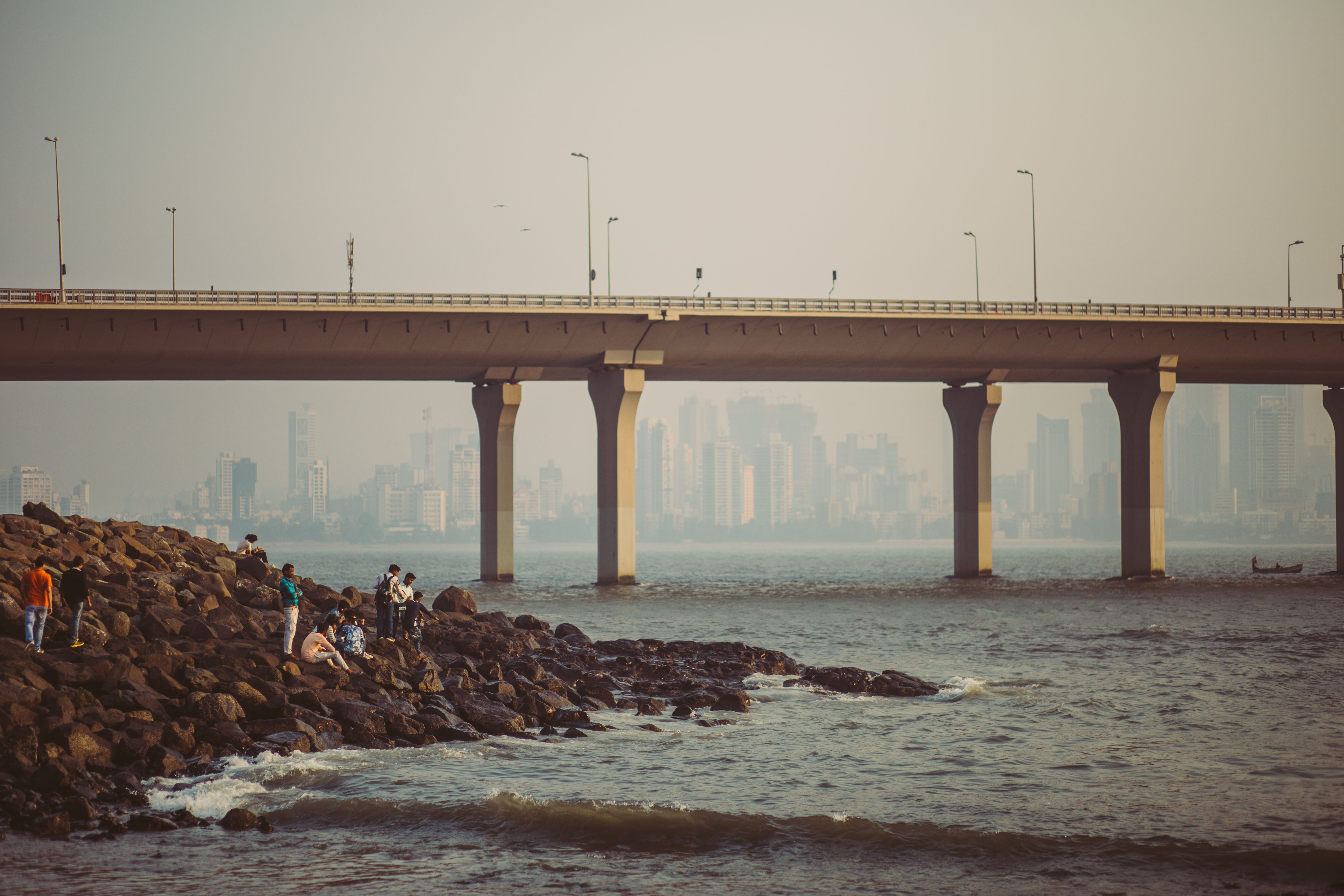 Bandra-Worli Sea Link with Mumbai Skyline at Sunset · Free Stock Photo