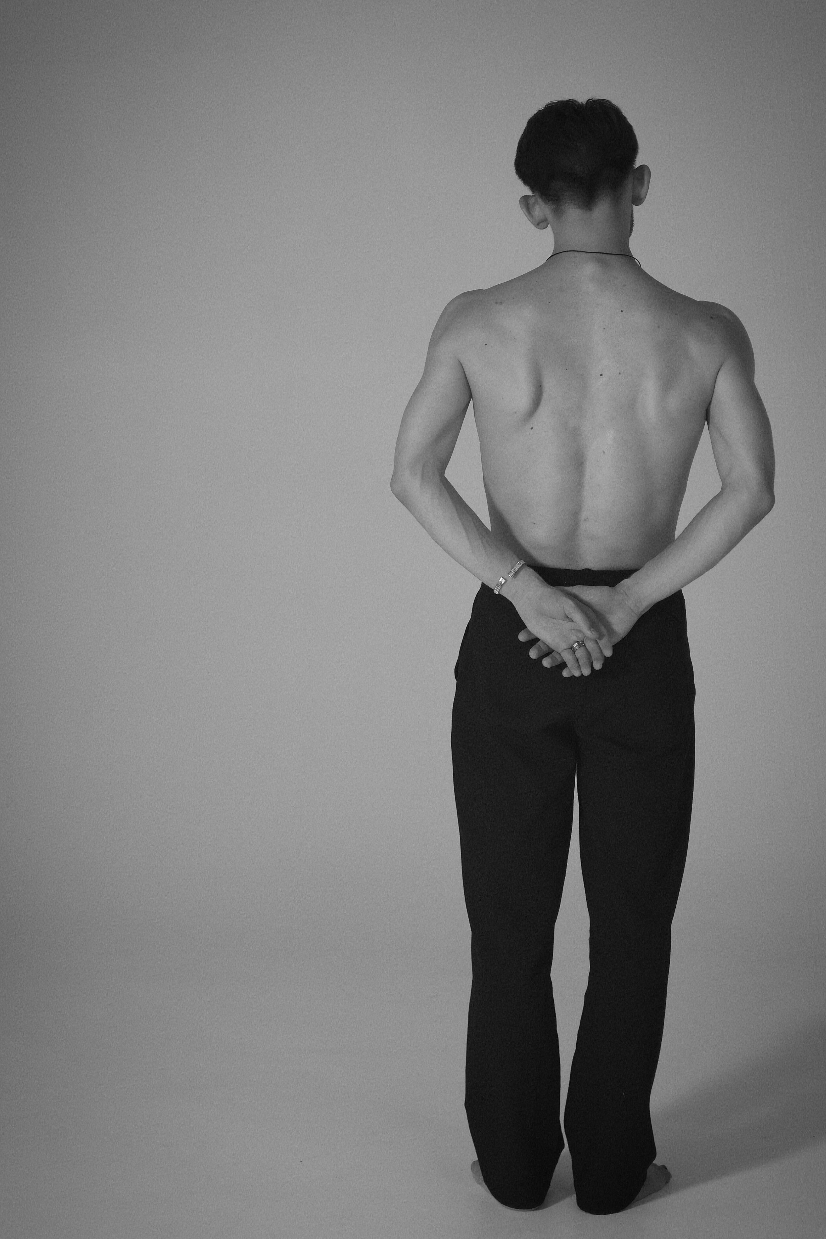 Black and White Portrait of Shirtless Man Standing · Free Stock Photo