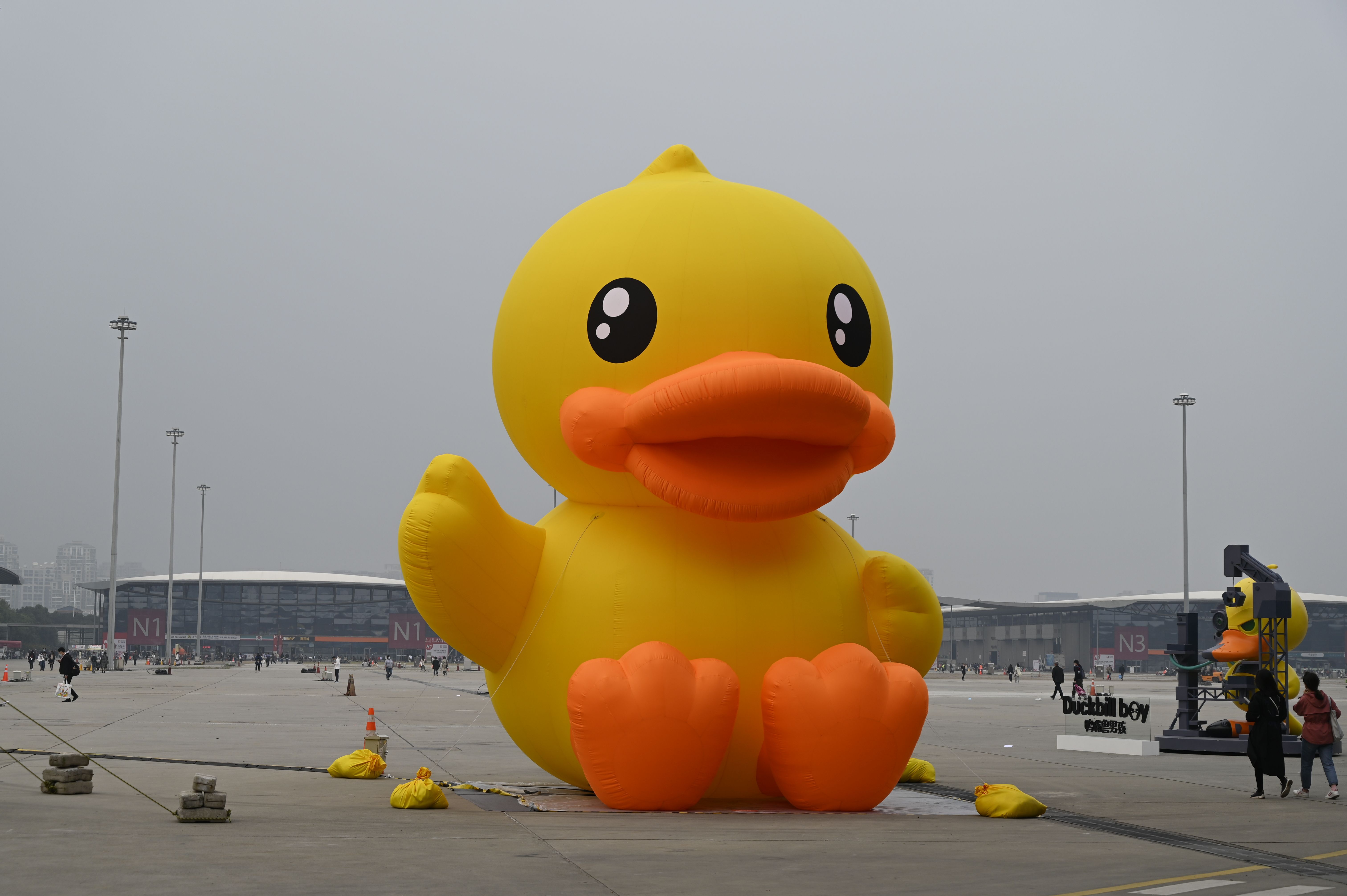 Giant Inflatable Duck at Outdoor Event · Free Stock Photo