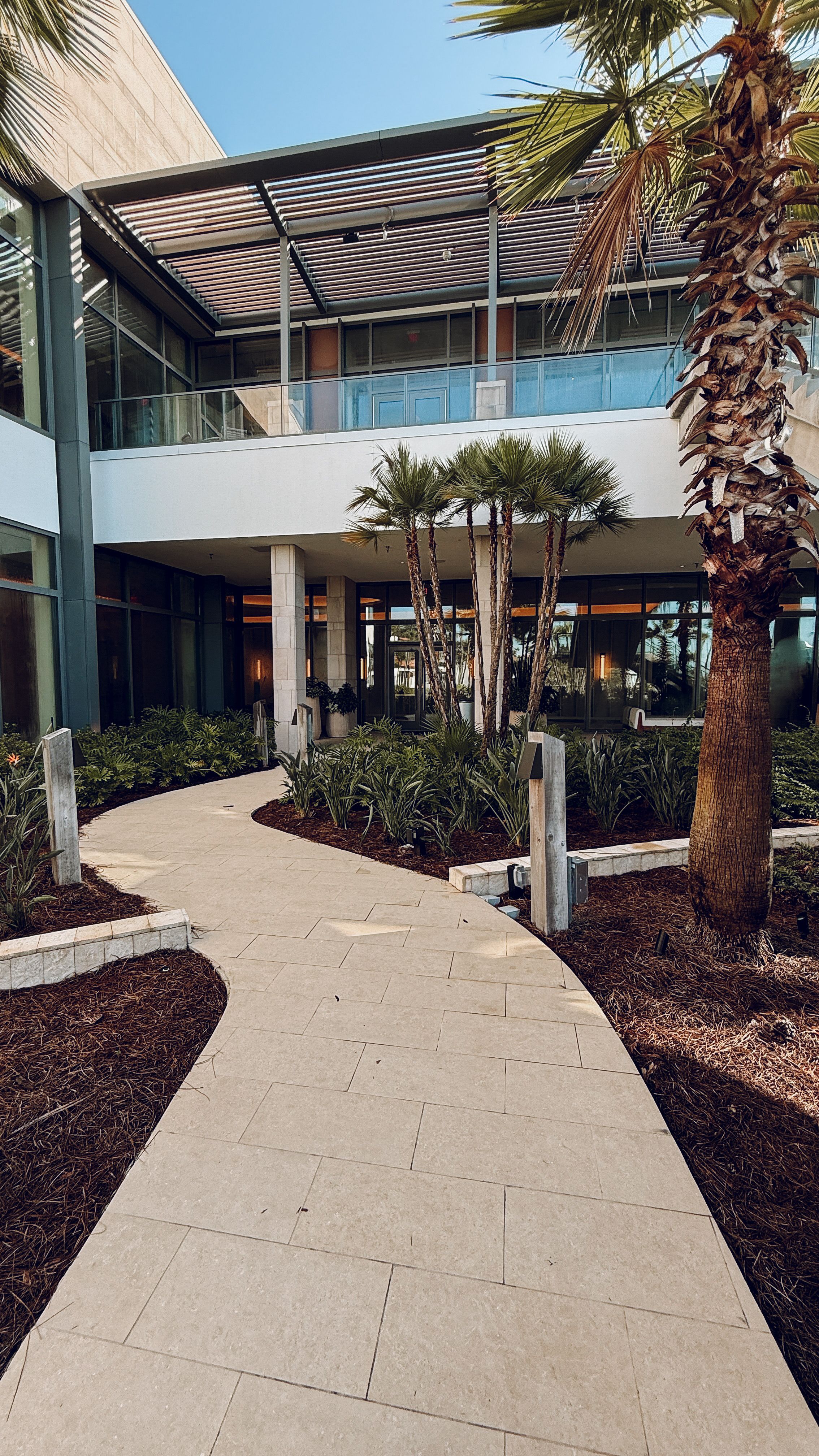 Modern Building Entrance with Palm Trees · Free Stock Photo