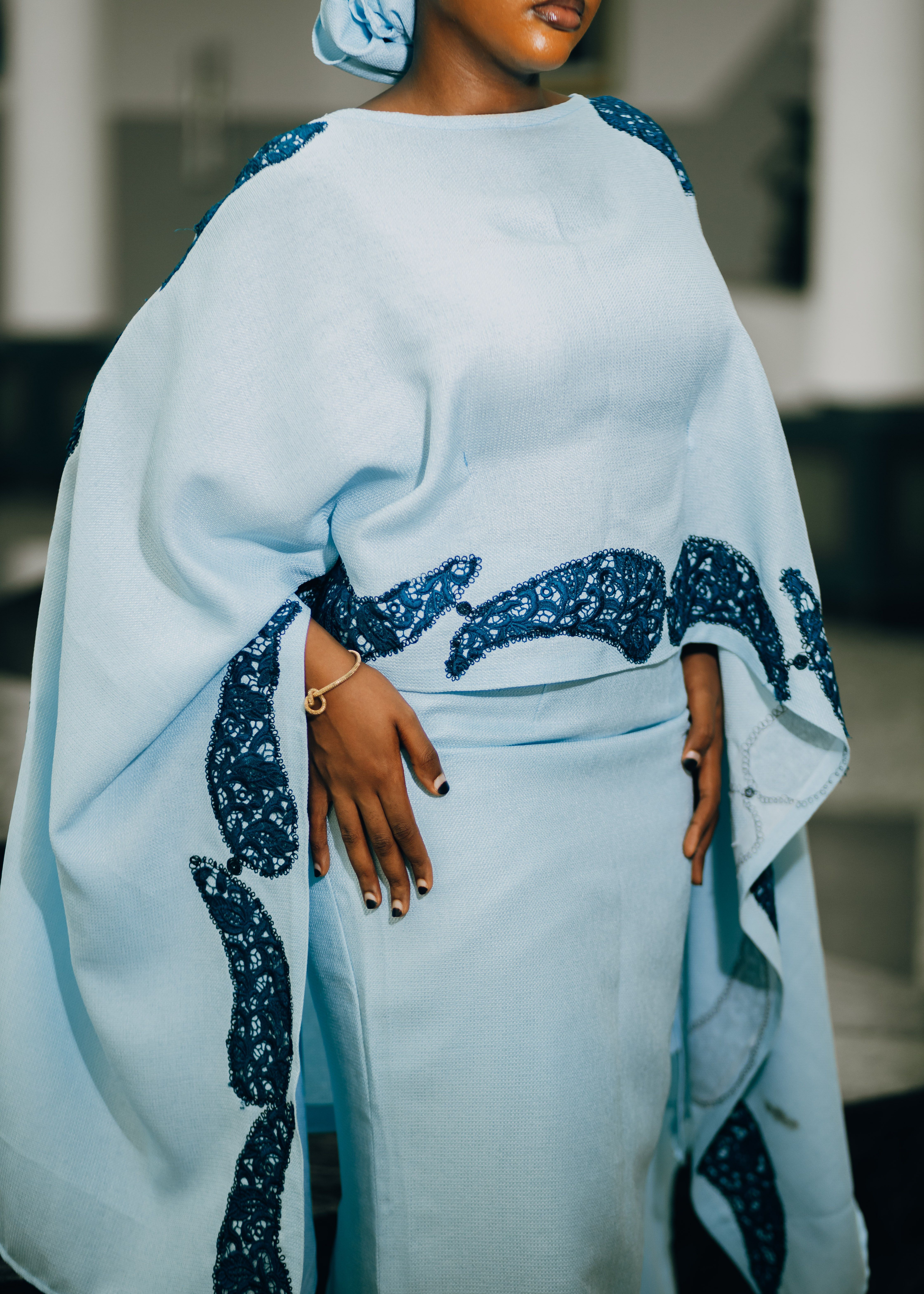 Elegant Blue Traditional Dress Close-Up · Free Stock Photo