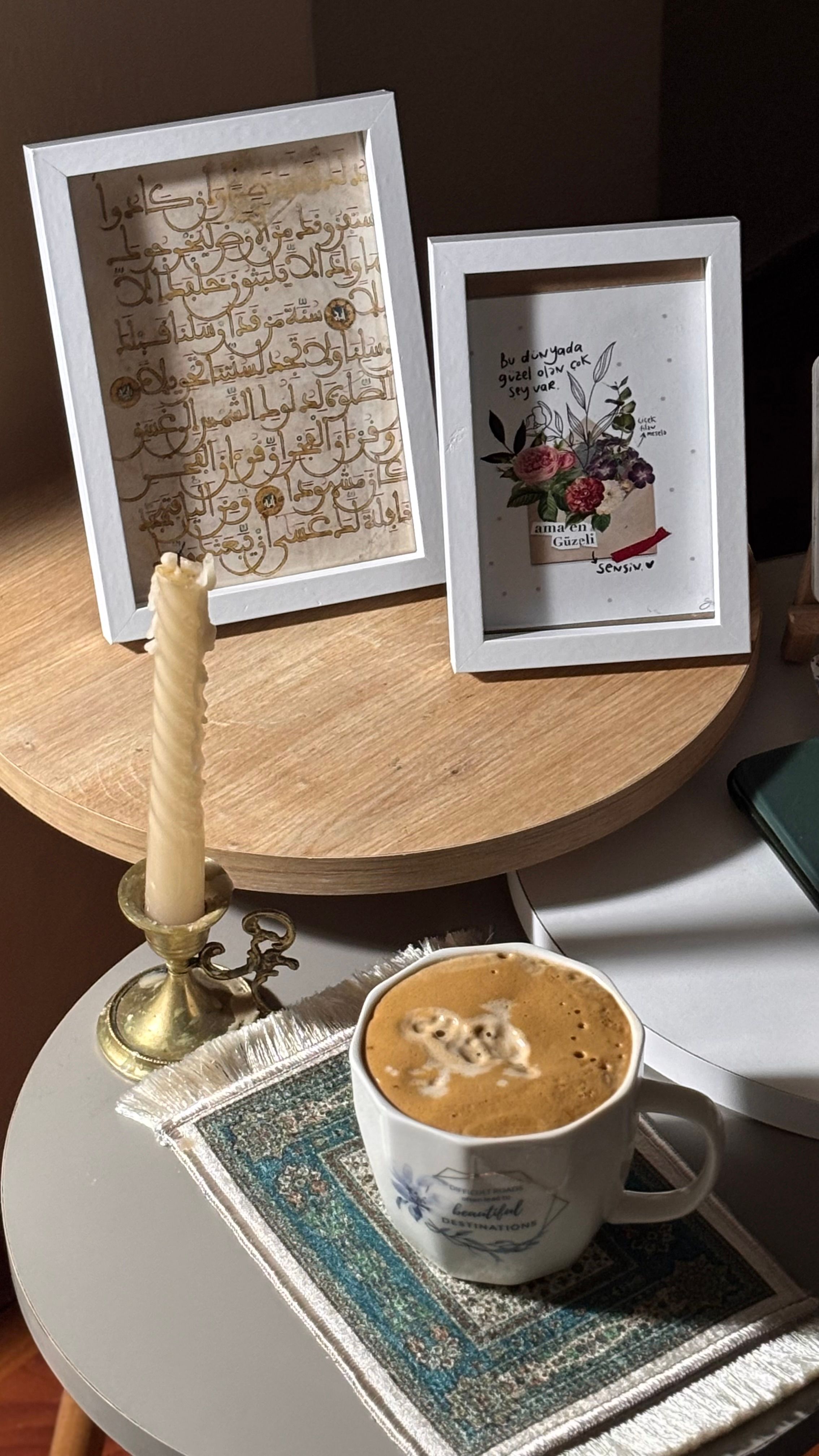 Cozy Coffee and Art Still Life on Wooden Table · Free Stock Photo