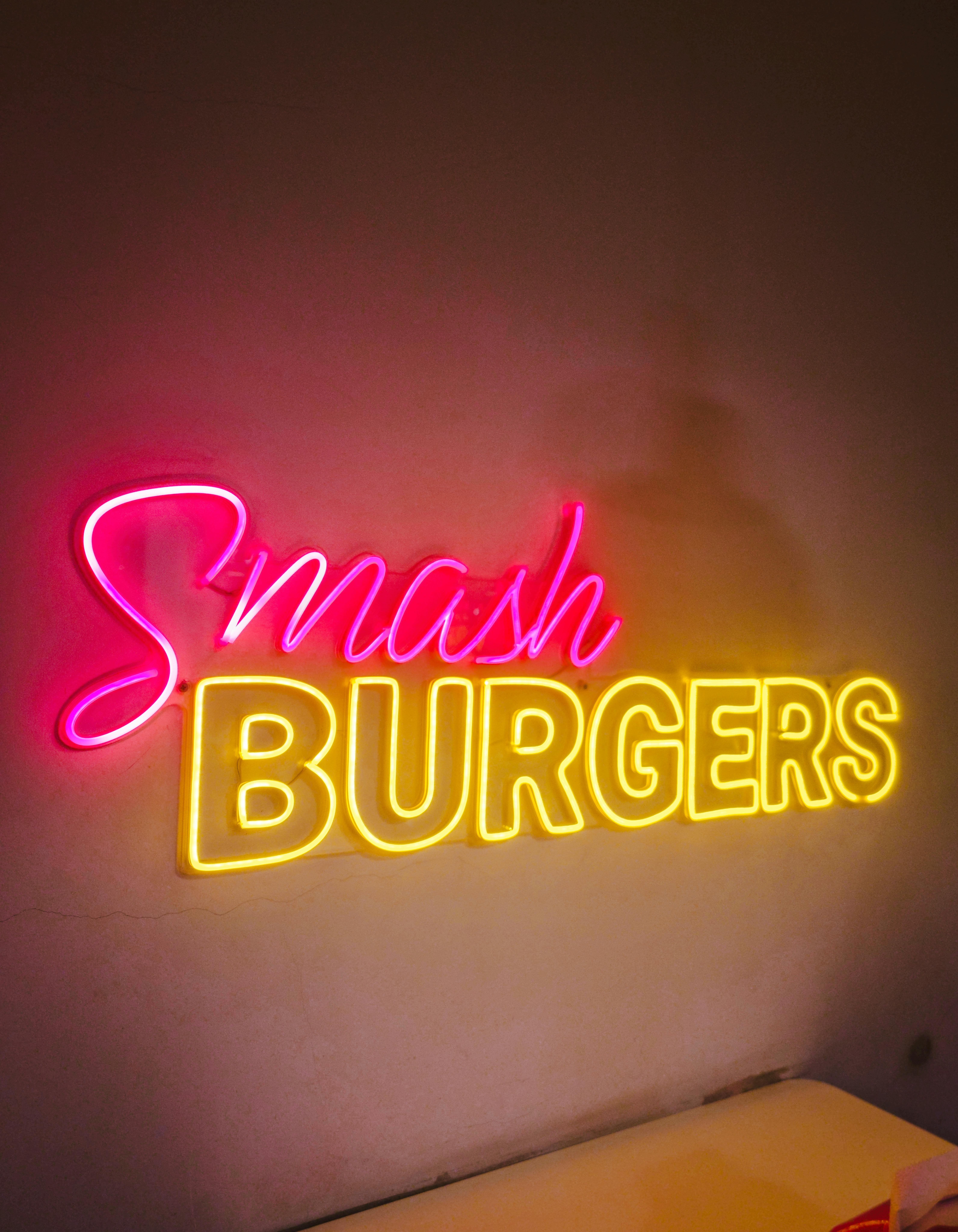 Neon Smash Burgers Sign in Bucaramanga · Free Stock Photo
