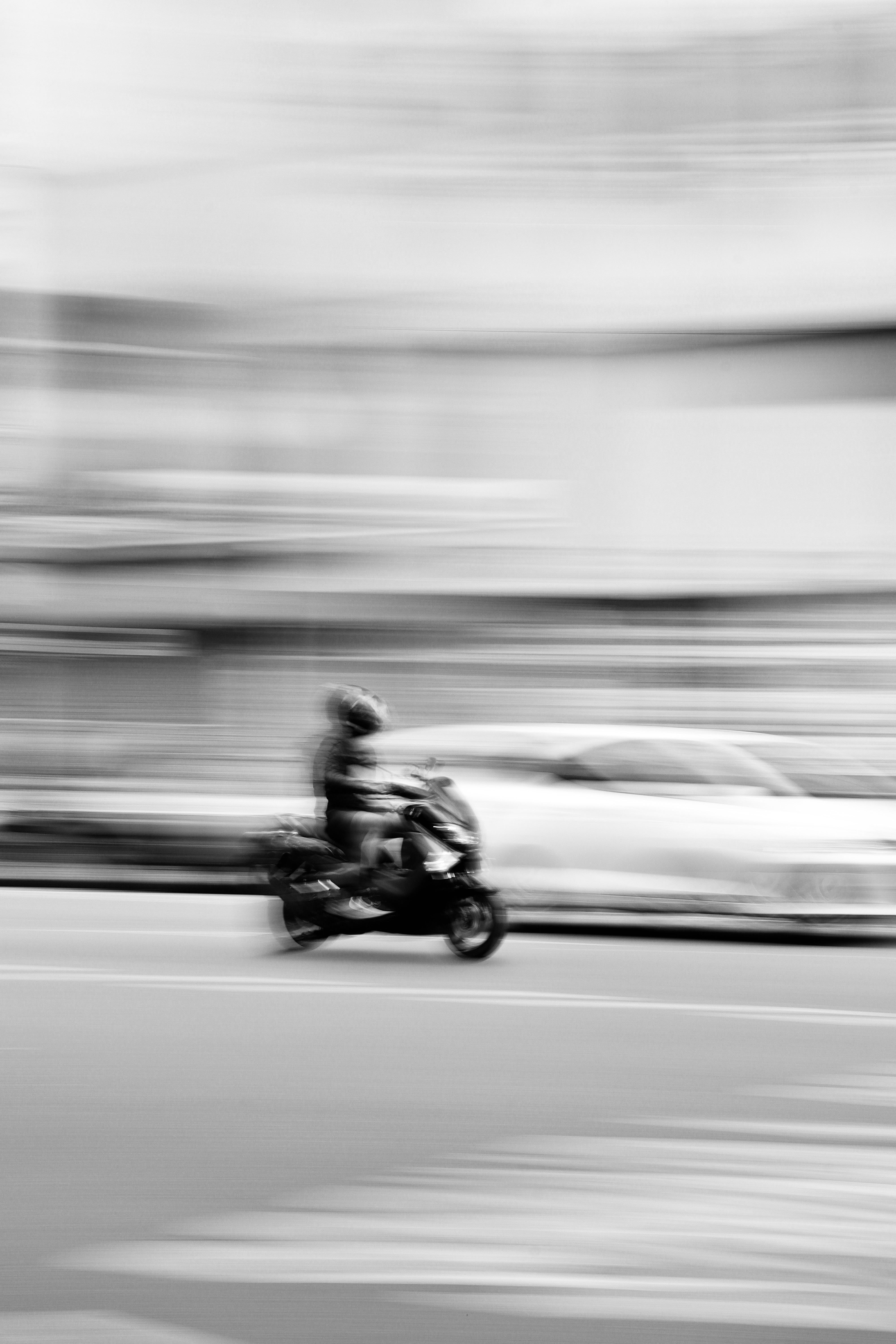 Blurred Motion of Motorcycle on Busy Street · Free Stock Photo