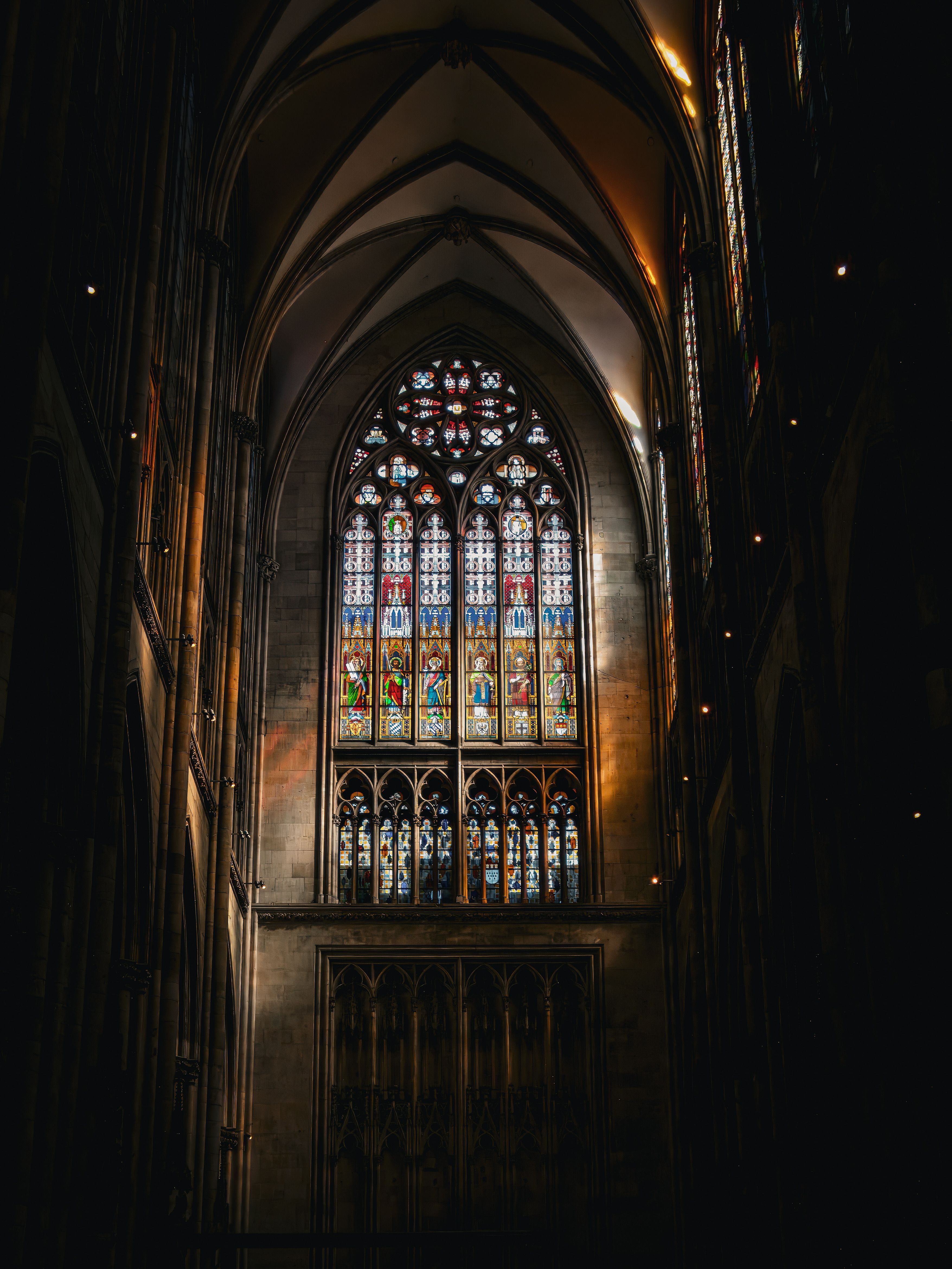 Gothic Cathedral Interior with Stained Glass Windows · Free Stock Photo