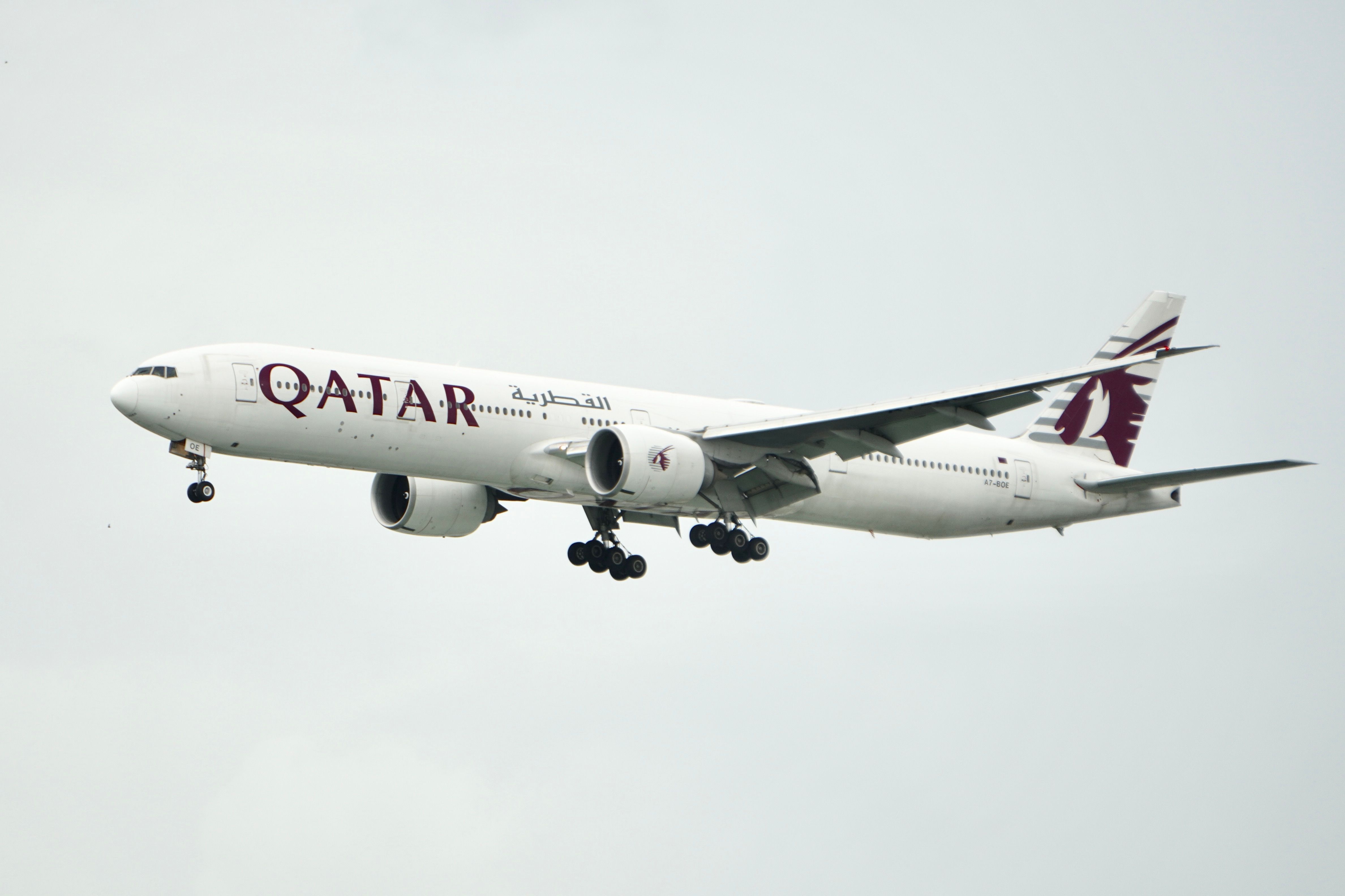 Qatar Airways Boeing 777 In Flight Mid Air Free Stock Photo