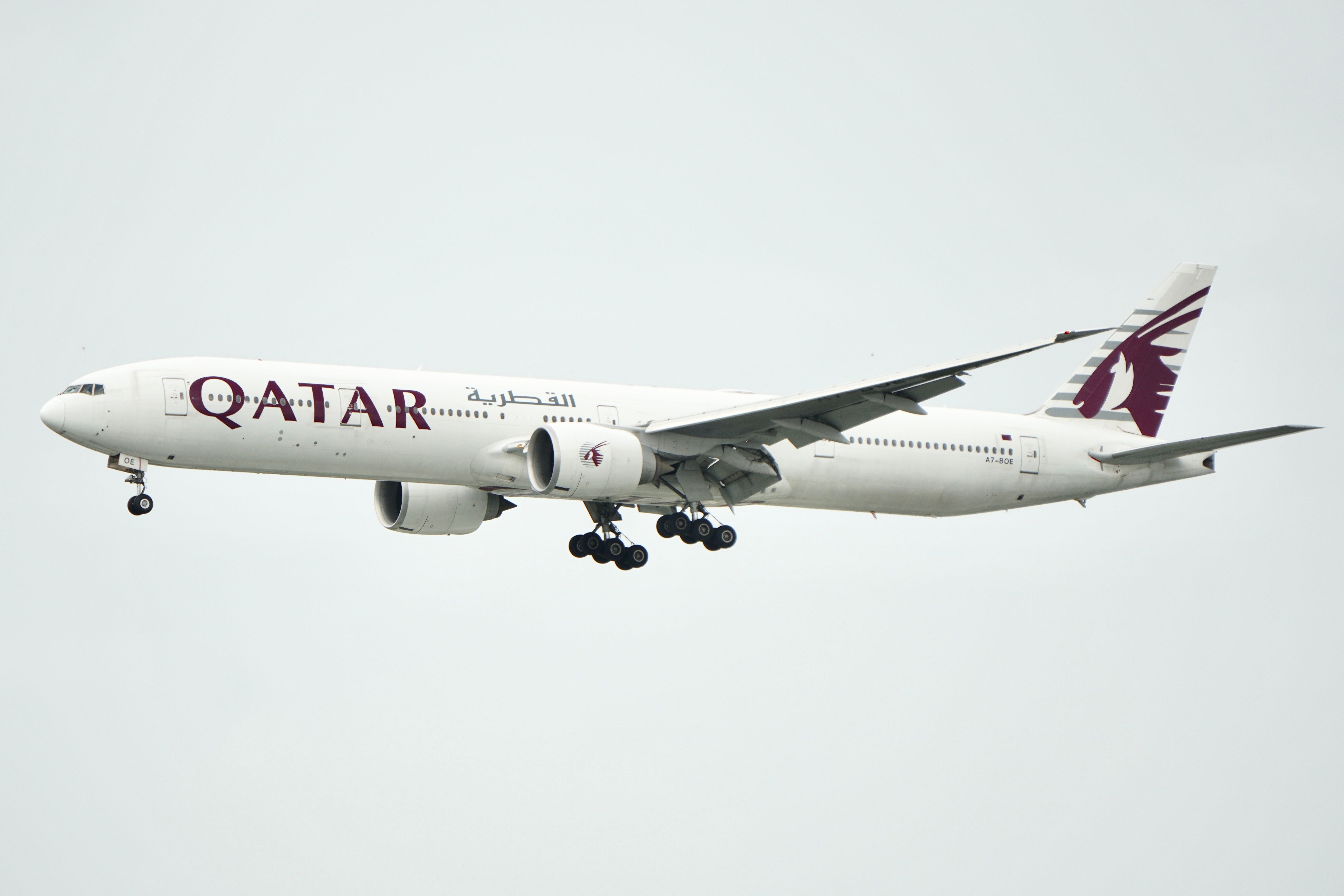 Qatar Airways Boeing 777 in Flight · Free Stock Photo